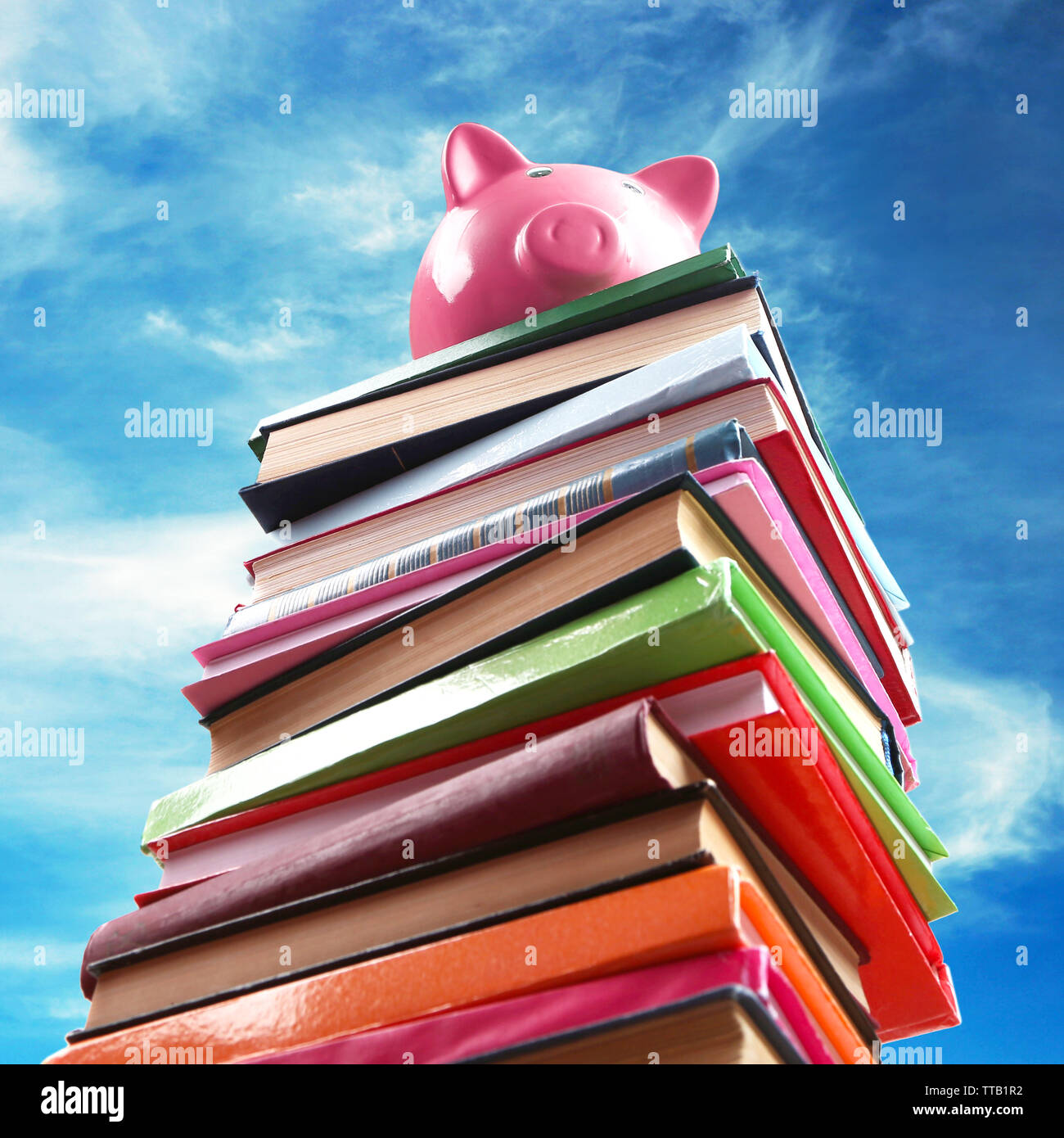 Concept accumulation of knowledge on sky background Stock Photo - Alamy
