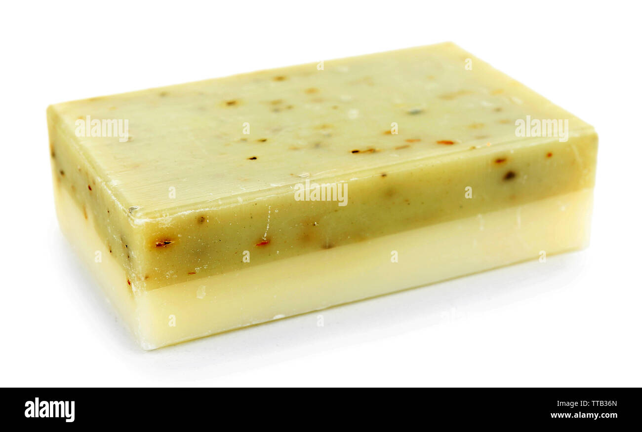 Bar of natural soap isolated on white Stock Photo - Alamy