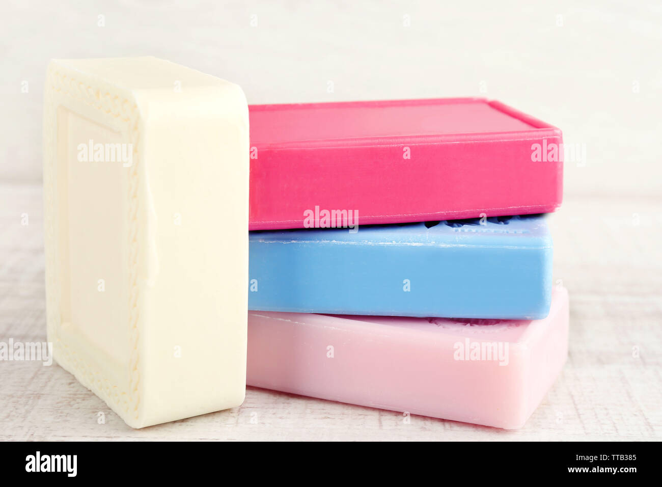 Bars of natural soap on light background Stock Photo - Alamy