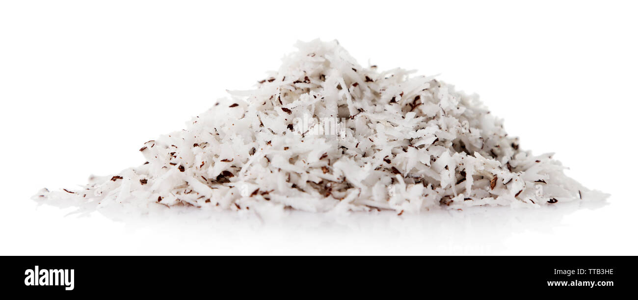 Coconut shavings isolated on white Stock Photo - Alamy