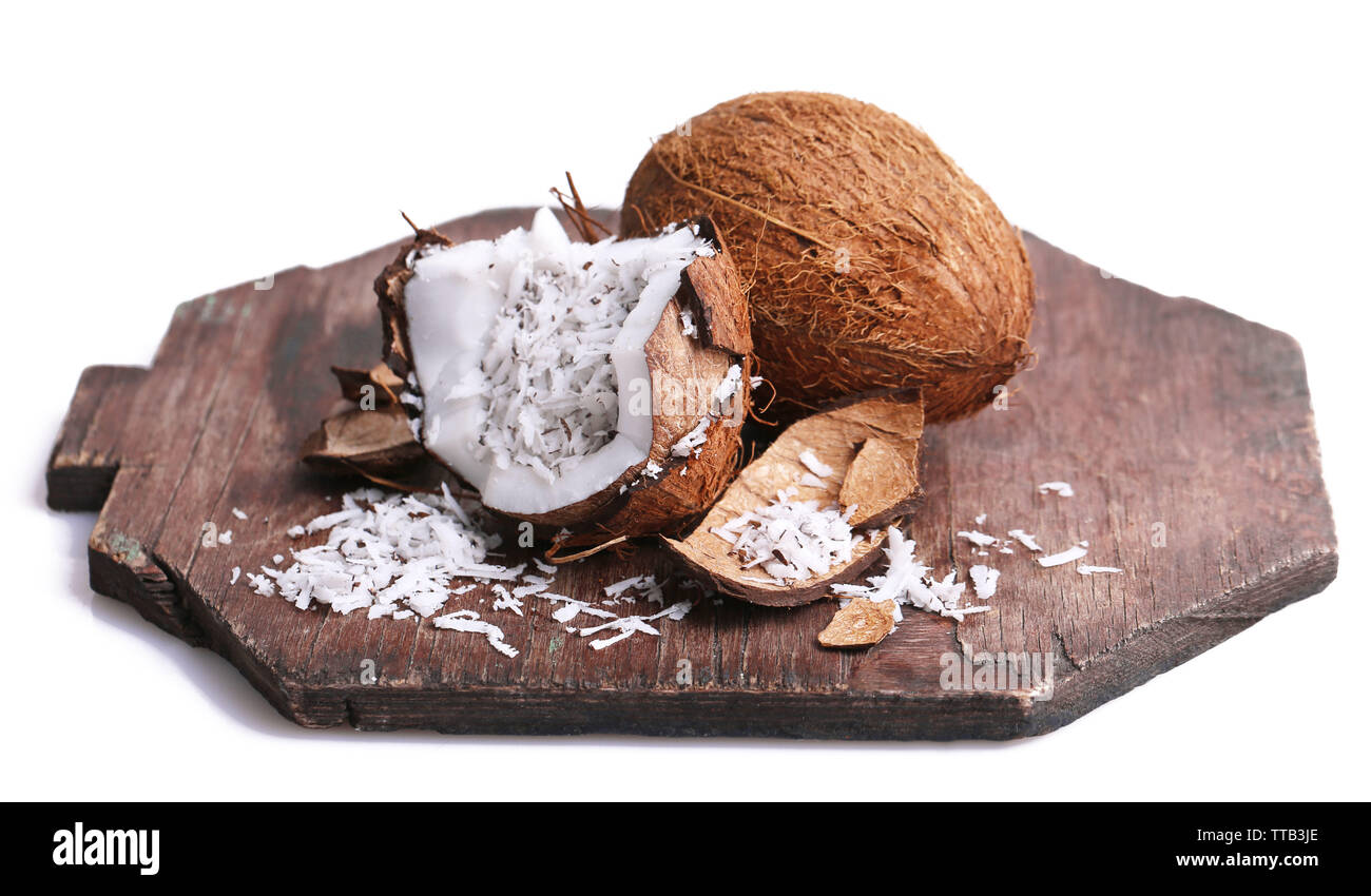 Coconut shavings in coconut isolated white Stock Photo - Alamy