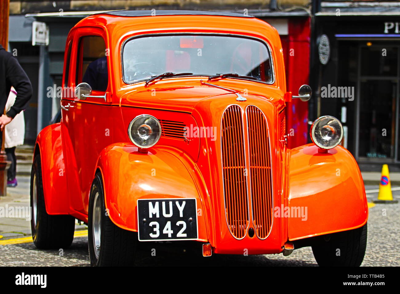 Bright Orange Hot Rod Roadster Stock Photo - Alamy