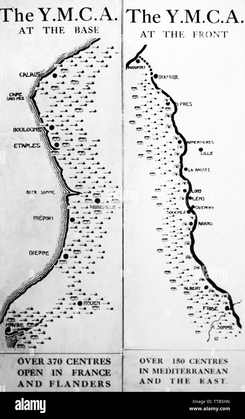 YMCA map, WW1 Stock Photo - Alamy