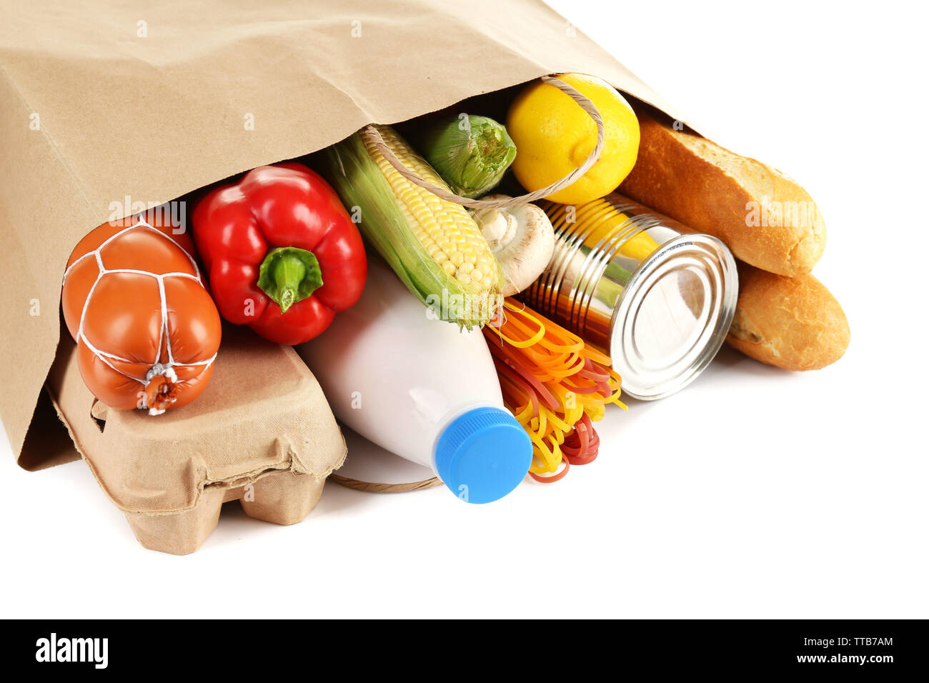 Paper bag with food close up Stock Photo - Alamy
