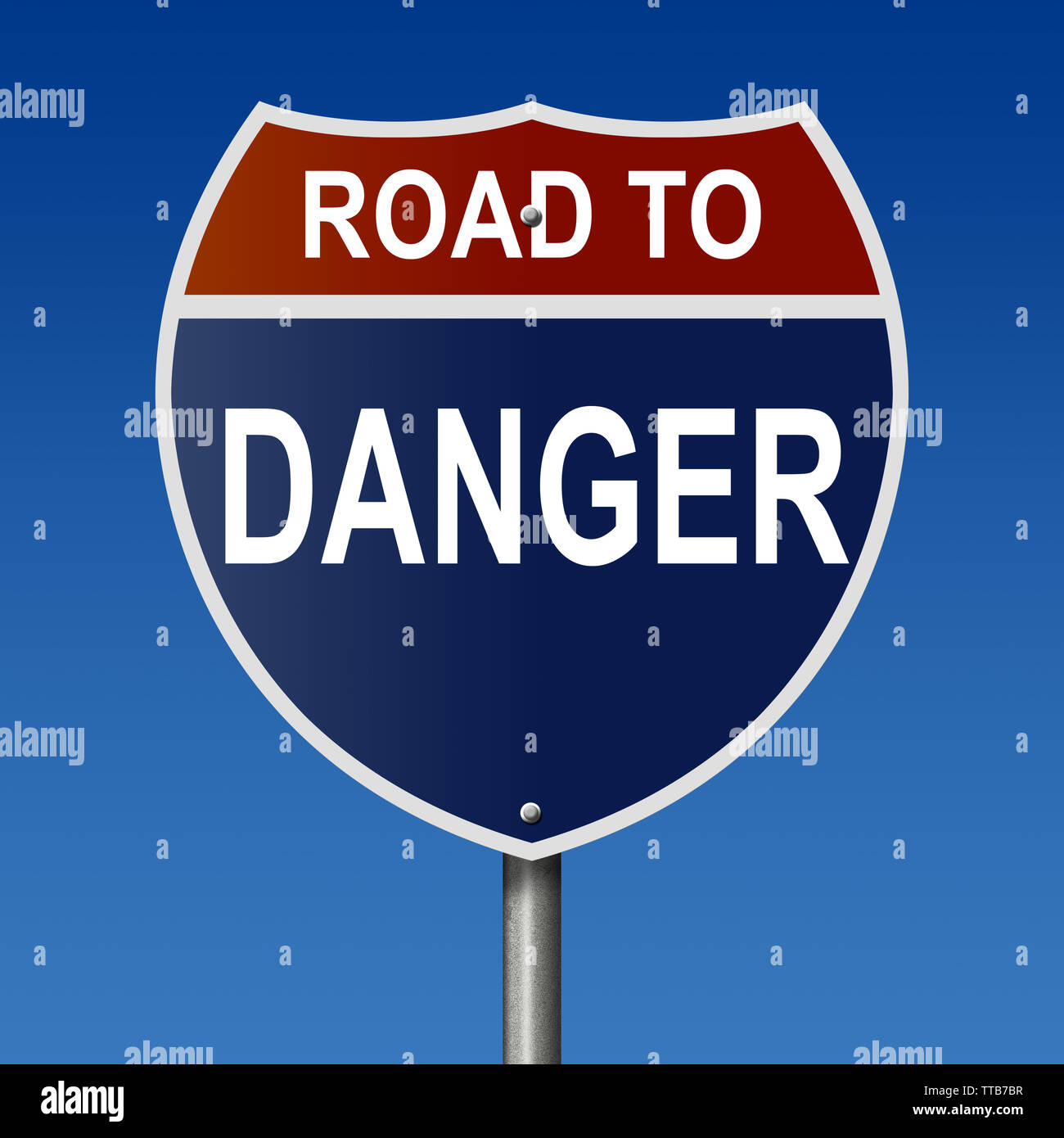 Road to Danger Highway Sign Stock Photo - Alamy