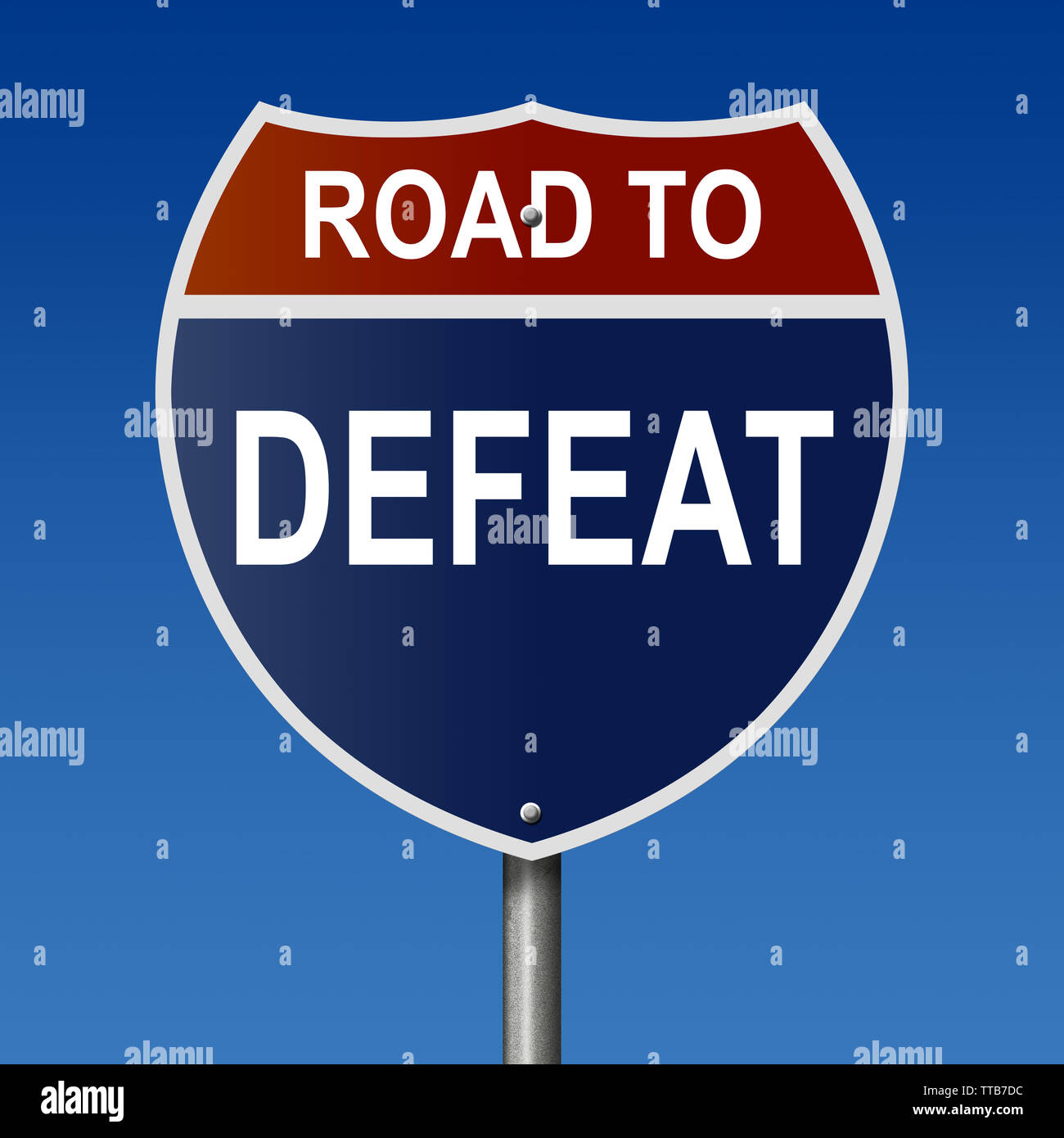 Road to Defeat Highway Sign Stock Photo - Alamy