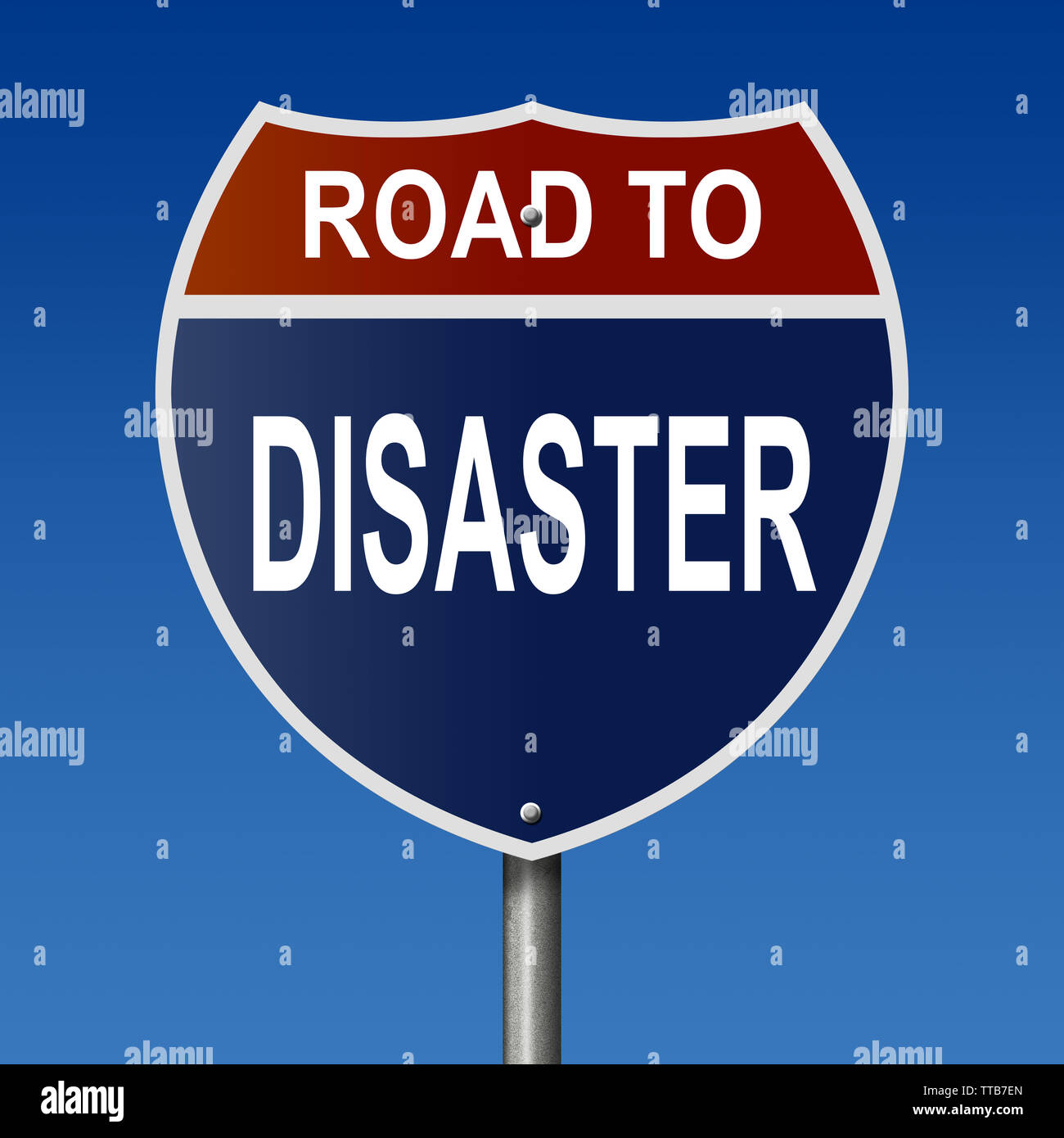 Road to Disaster Highway Sign Stock Photo - Alamy