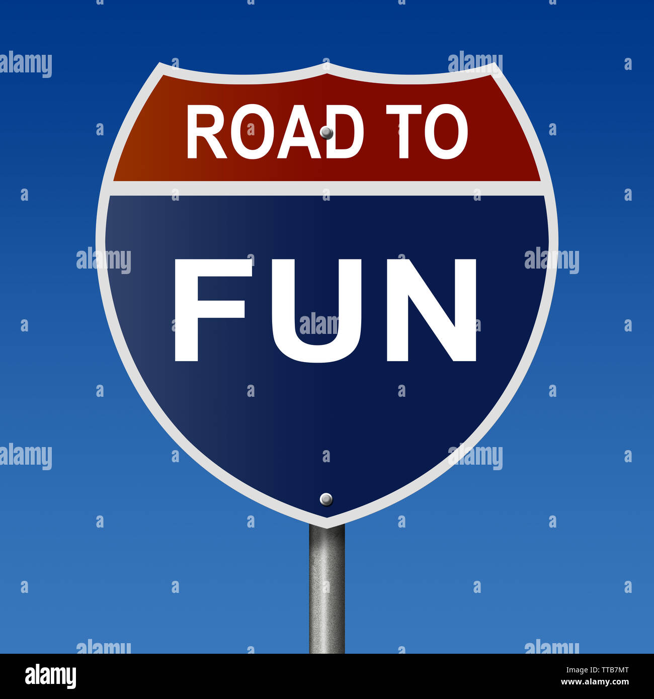 Road to Fun Highway Sign Stock Photo - Alamy