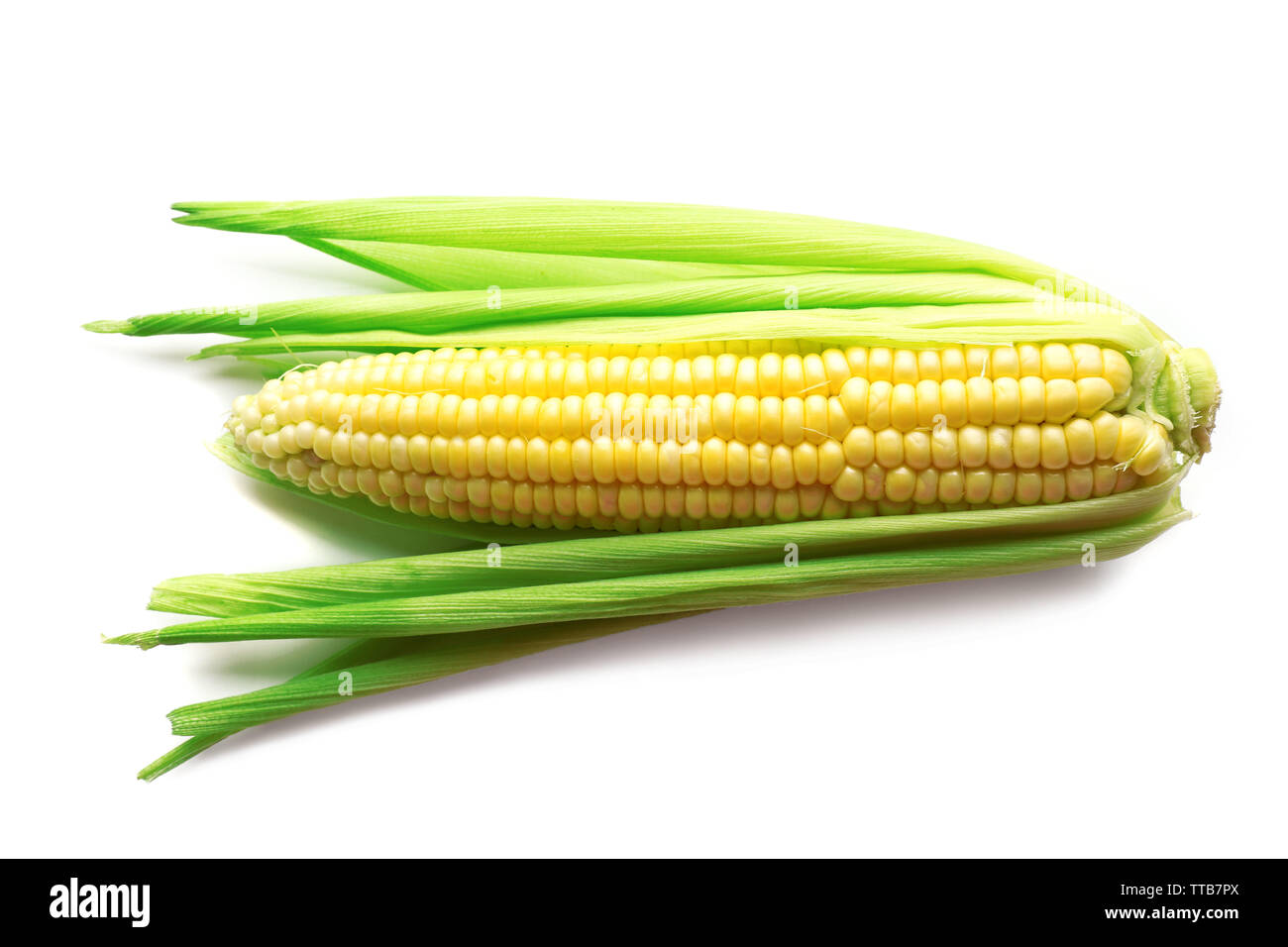 Fresh corn on cob isolated on white Stock Photo - Alamy