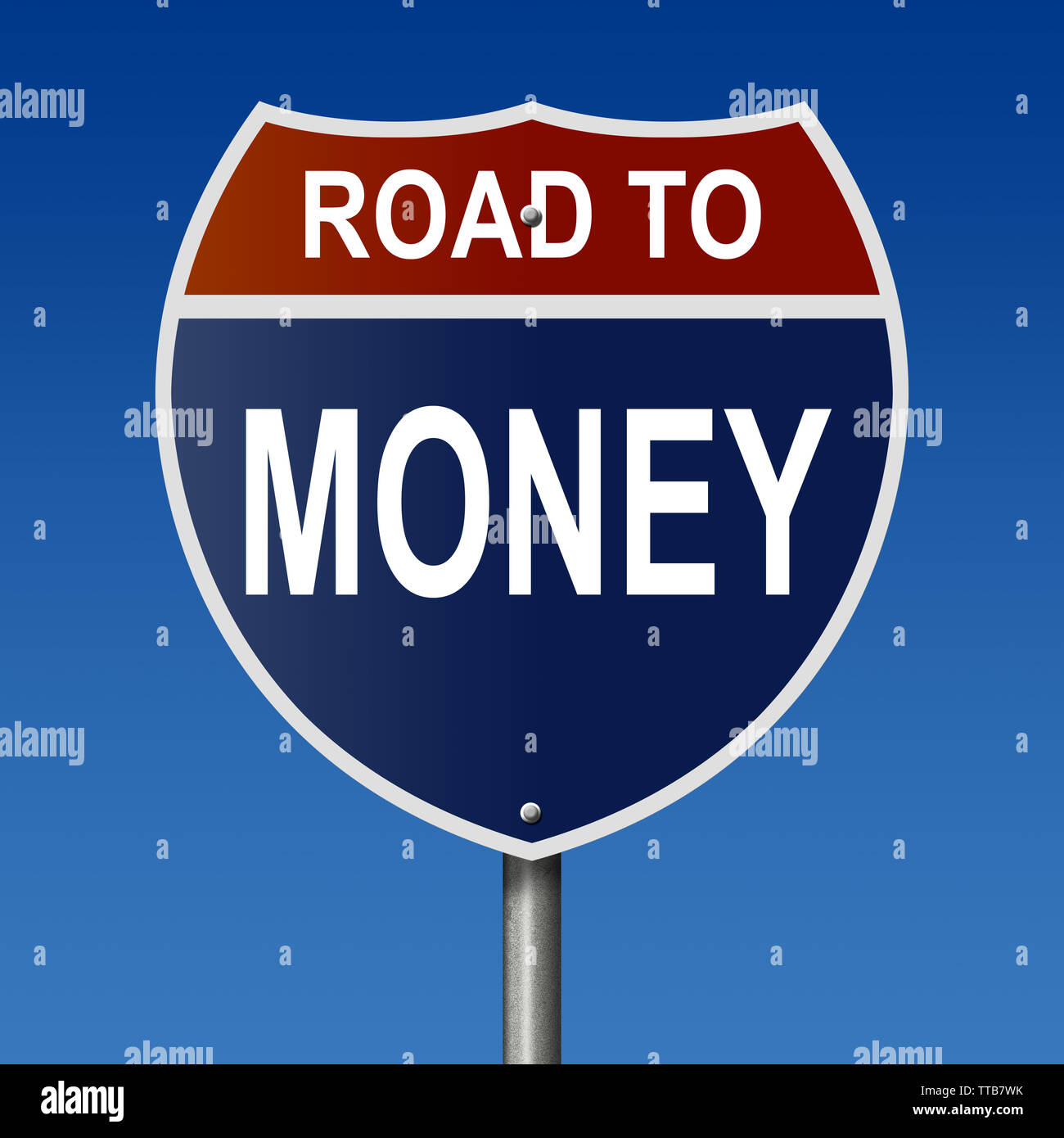 Road to Money Highway Sign Stock Photo - Alamy