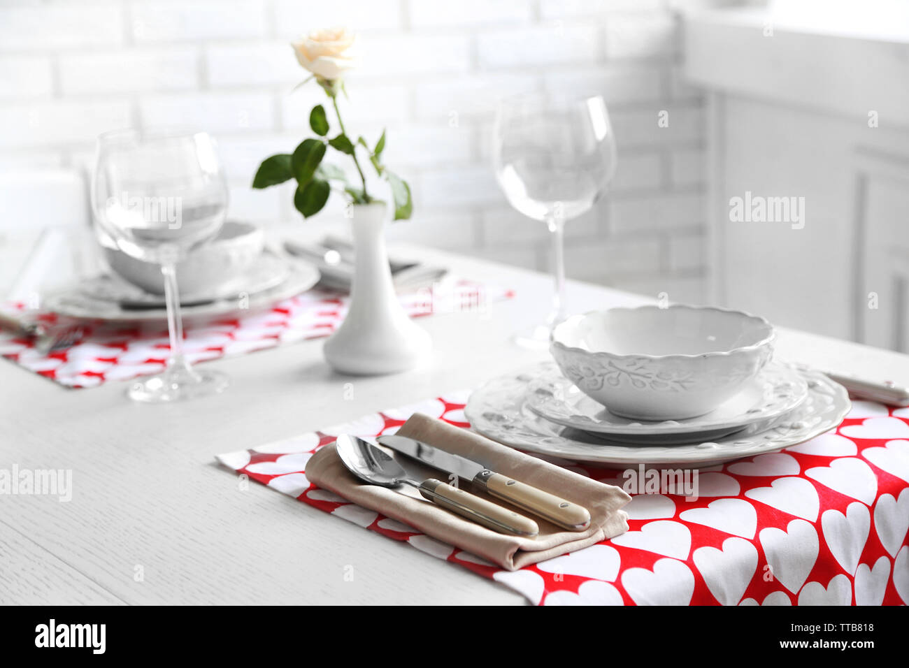 Beautiful table setting close up Stock Photo - Alamy