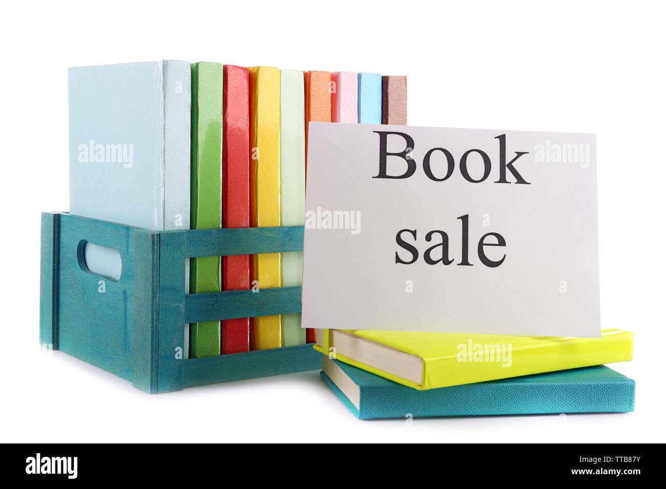 Books for sale isolated on white Stock Photo - Alamy