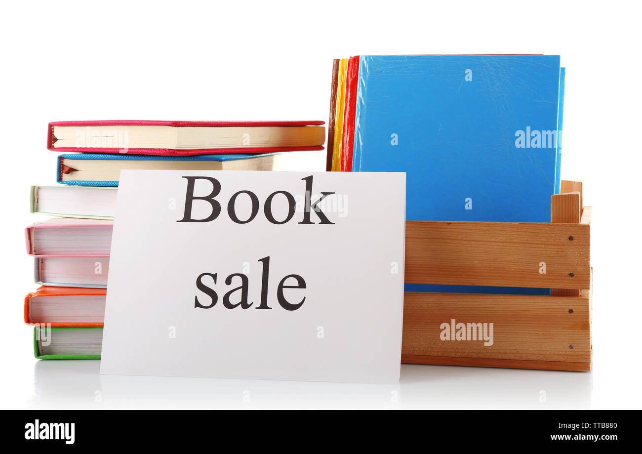 Books for sale isolated on white Stock Photo - Alamy