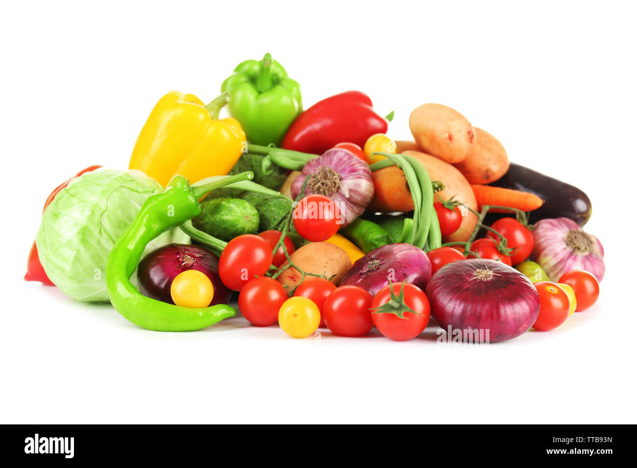 Heap of fresh vegetables isolated on white Stock Photo - Alamy