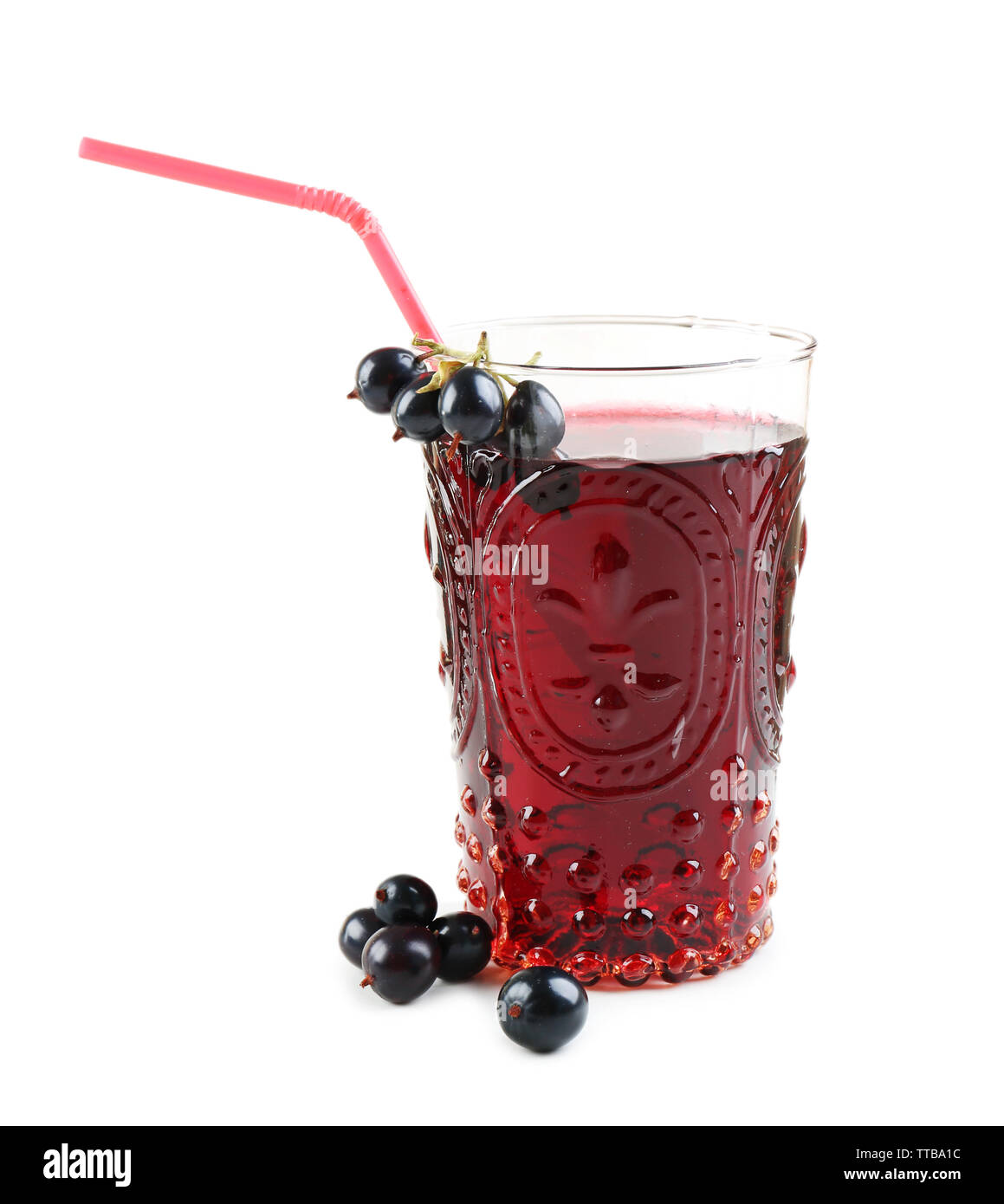 Glass of fresh blackcurrant juice isolated on white Stock Photo - Alamy