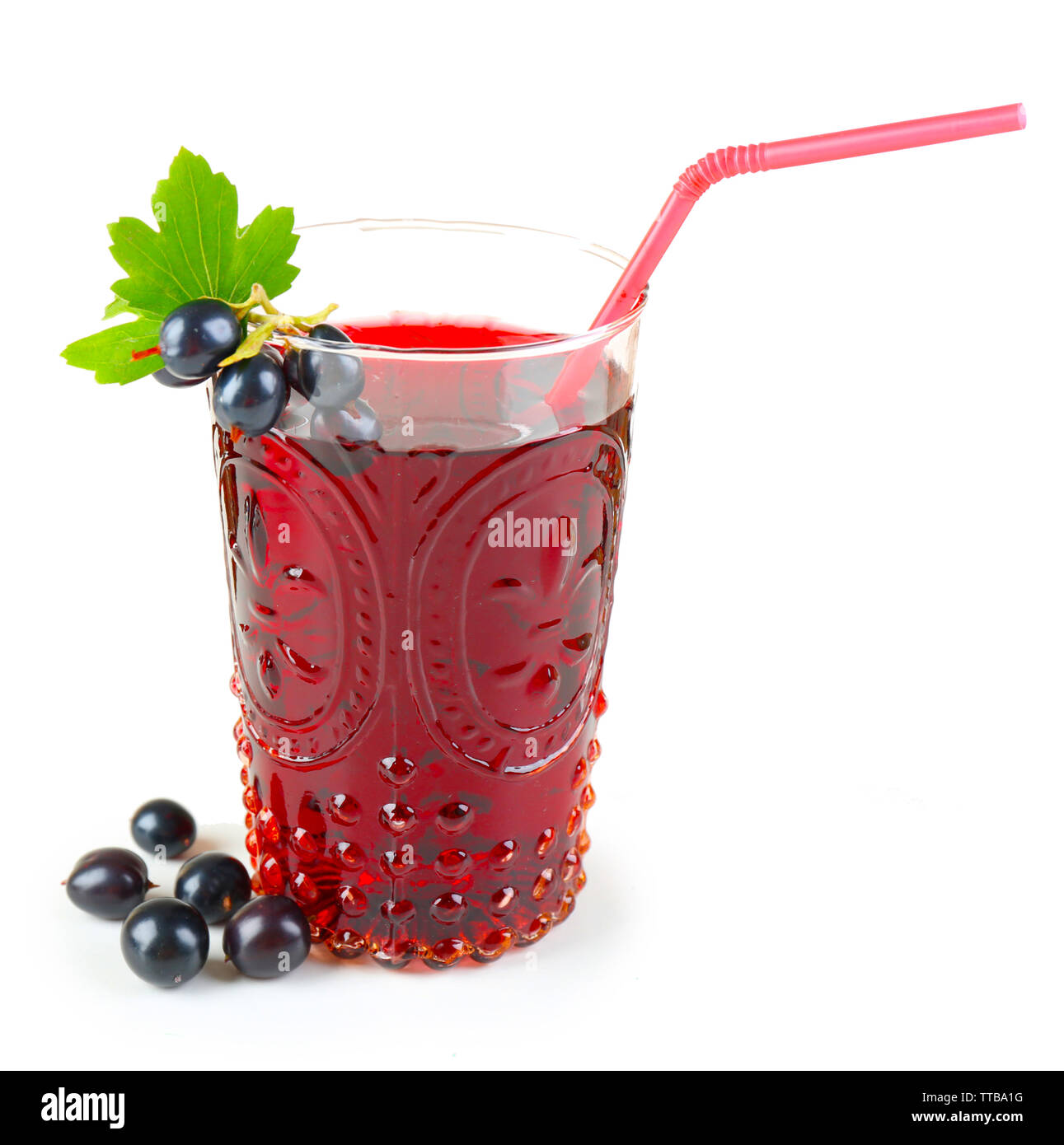 Glass of fresh blackcurrant juice isolated on white Stock Photo - Alamy