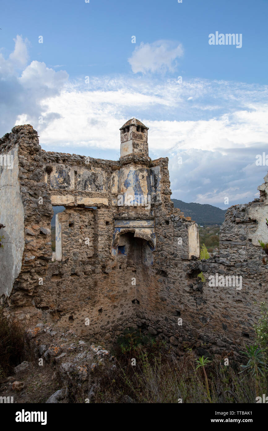 Historical Lycian village of Kayakoy, Fethiye, Mugla, Turkey. Ghost ...