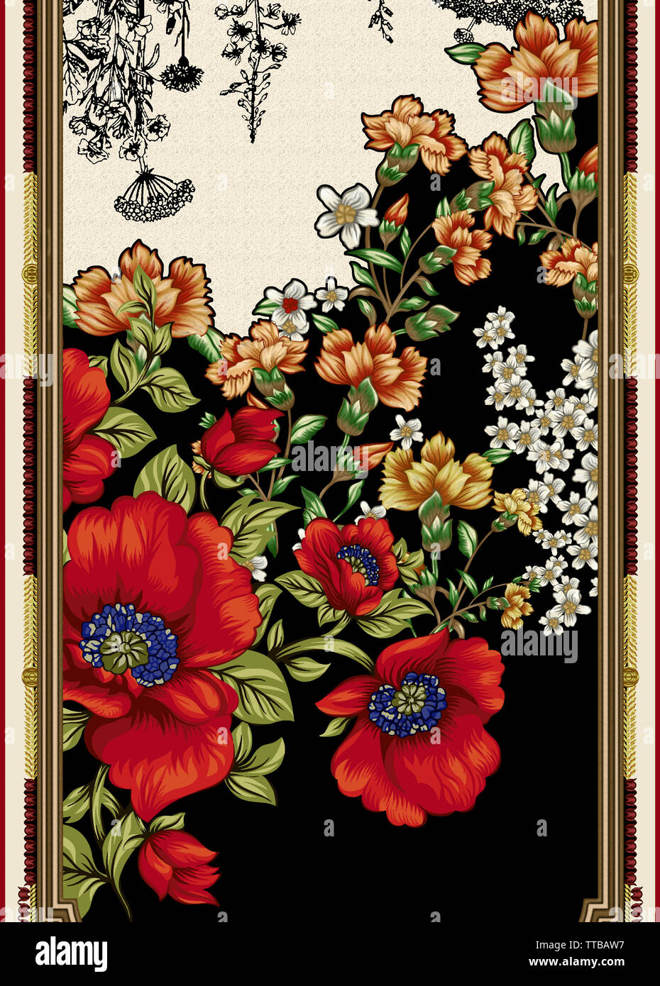 Textile Print Mughal Art miniature manual illustrated artwork Stock ...