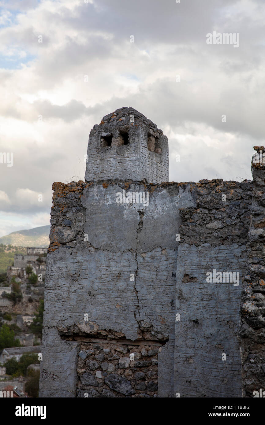 Historical Lycian village of Kayakoy, Fethiye, Mugla, Turkey. Ghost ...
