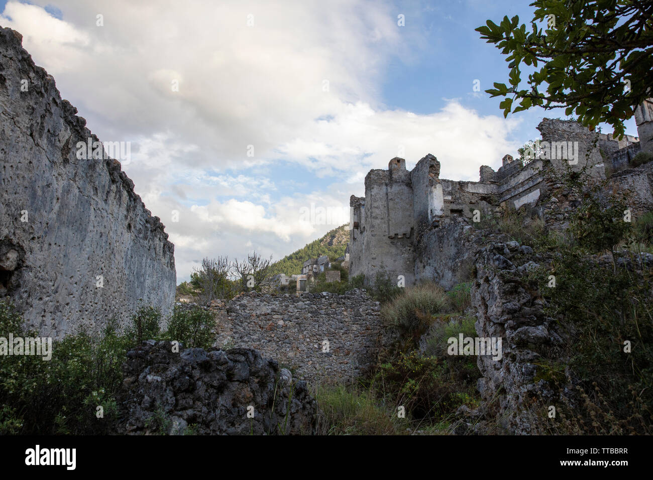 Historical Lycian village of Kayakoy, Fethiye, Mugla, Turkey. Ghost ...