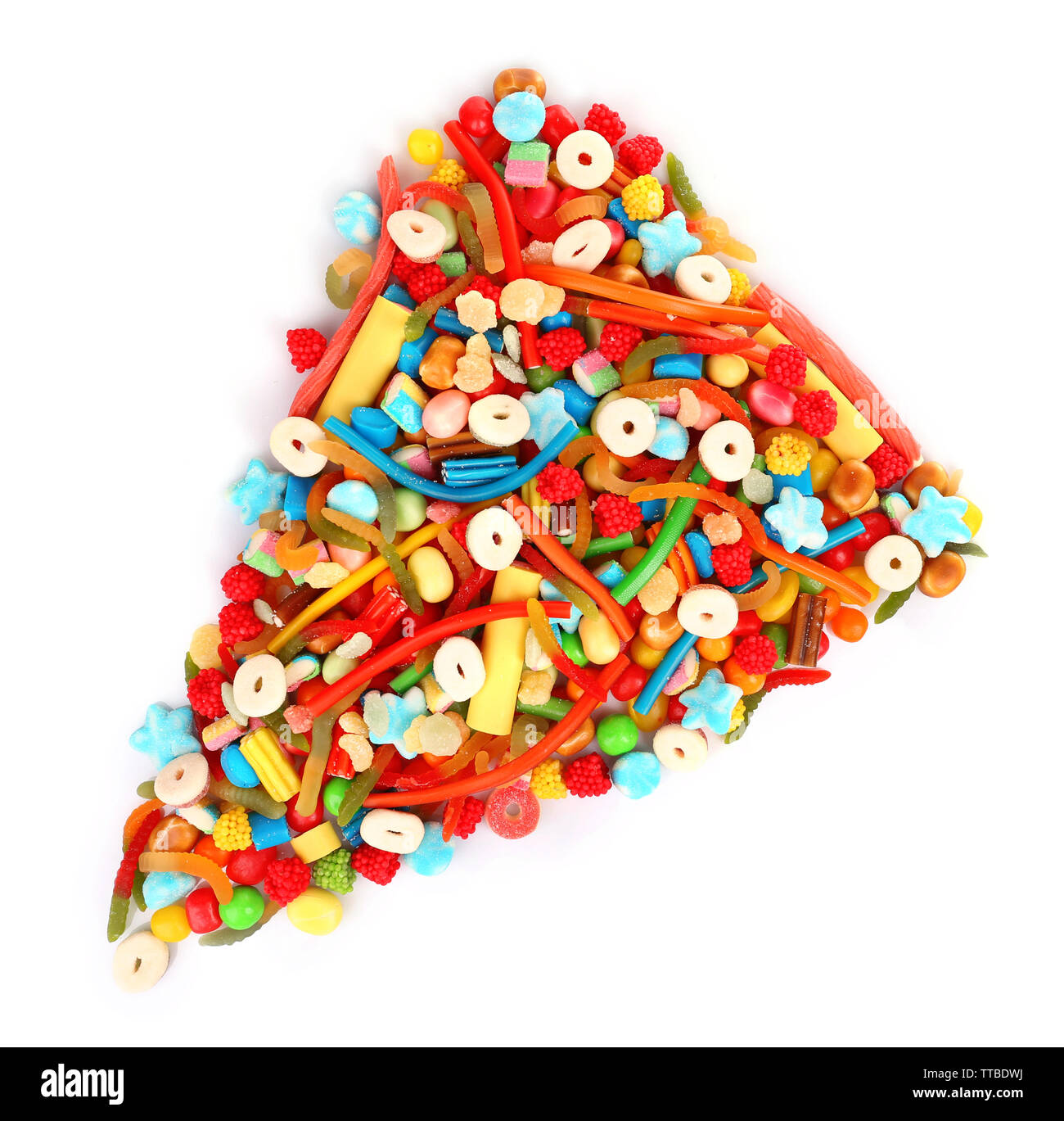 Colorful candies as triangle isolated on white Stock Photo - Alamy
