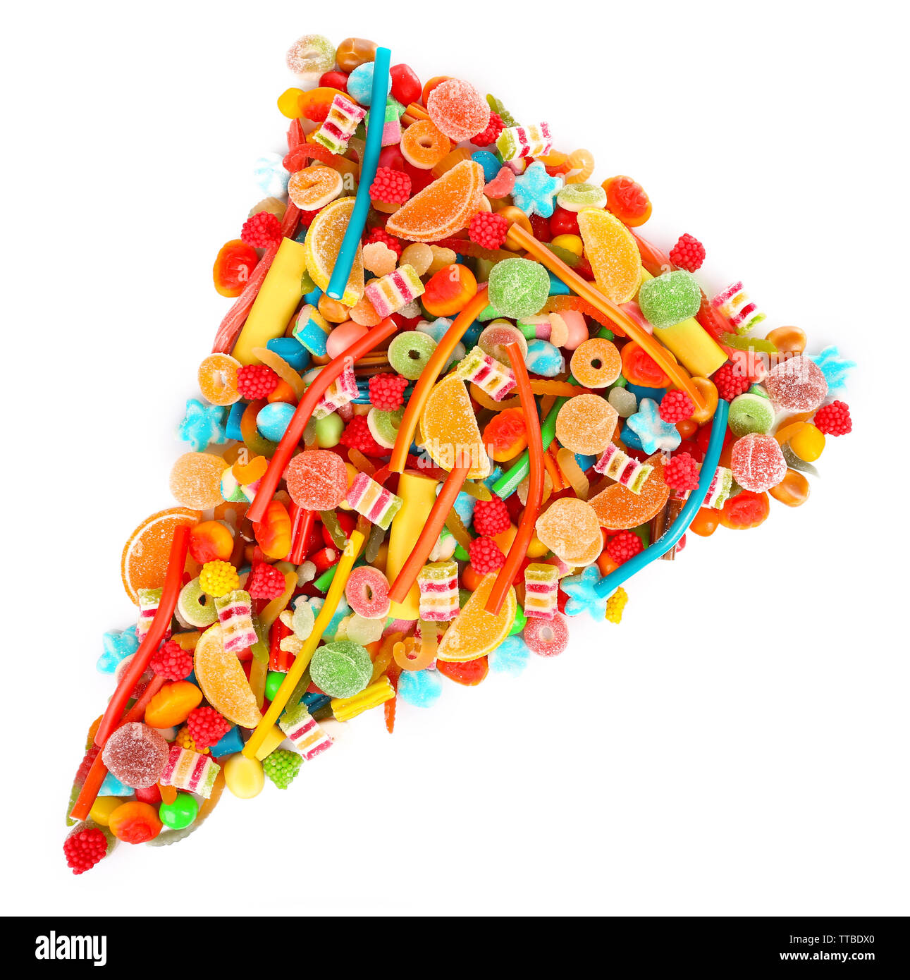 Colorful candies as triangle isolated on white Stock Photo - Alamy