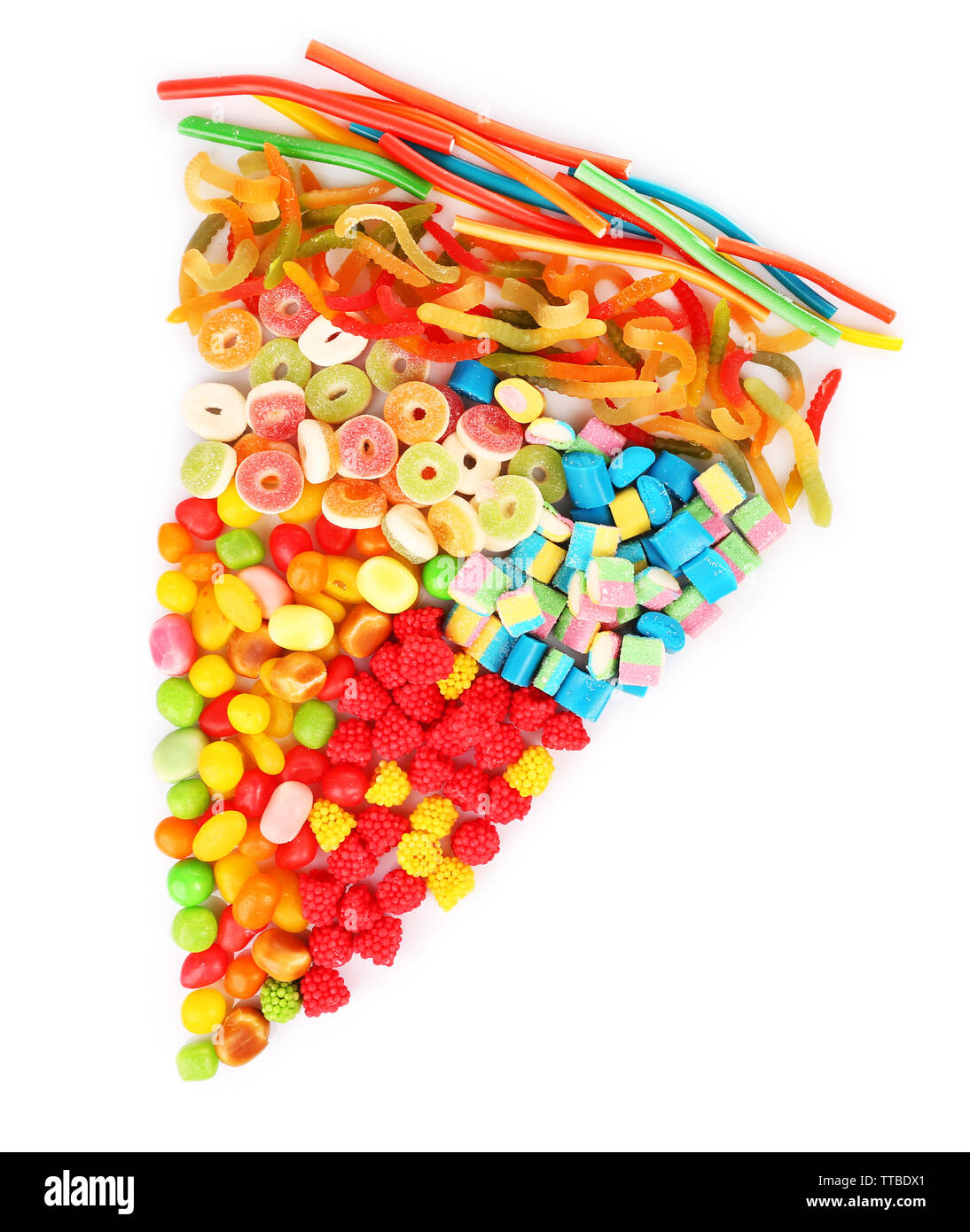 Colorful candies as triangle isolated on white Stock Photo - Alamy