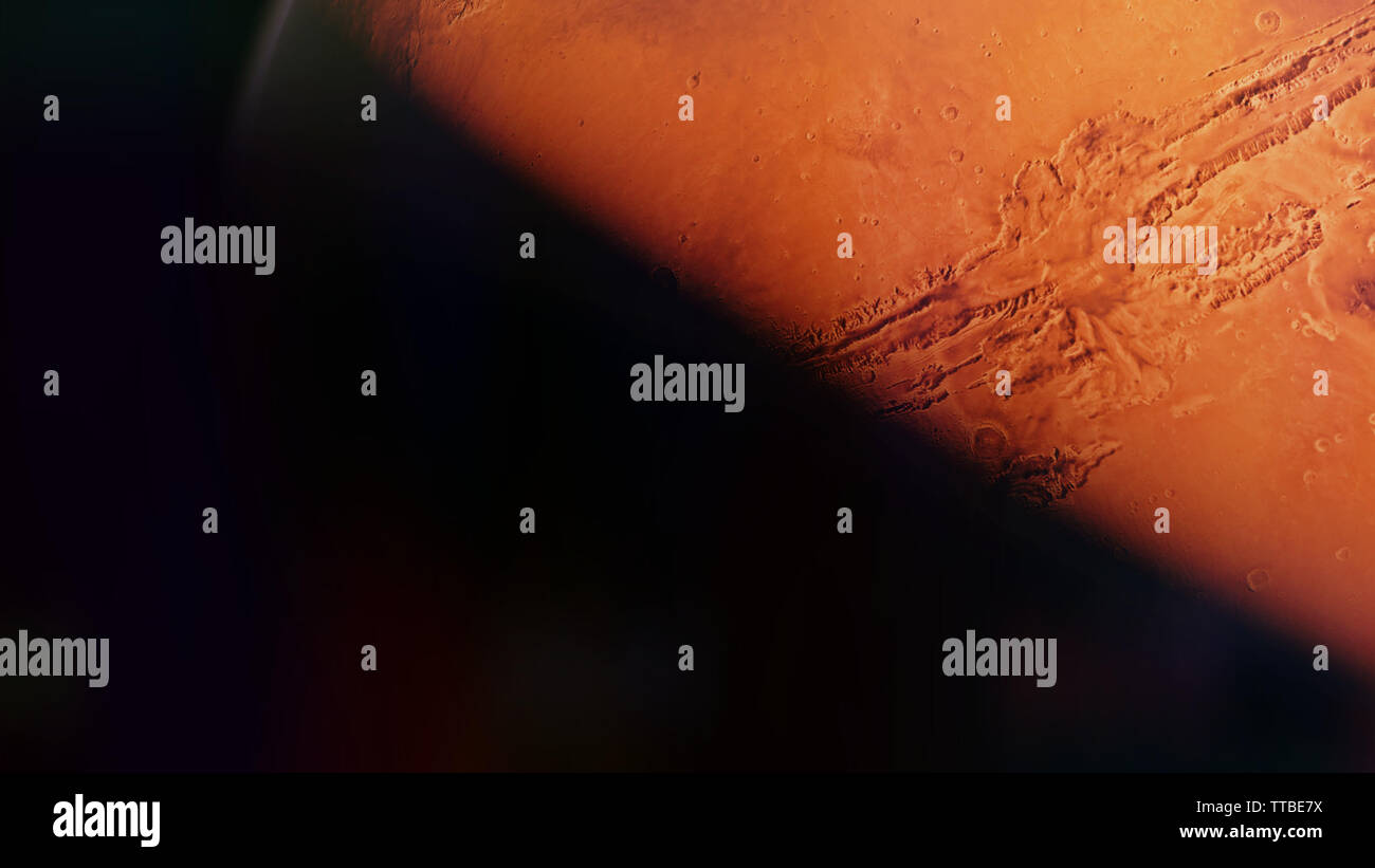 red planet Mars in natural colors with the Valles Marineris canyon ...
