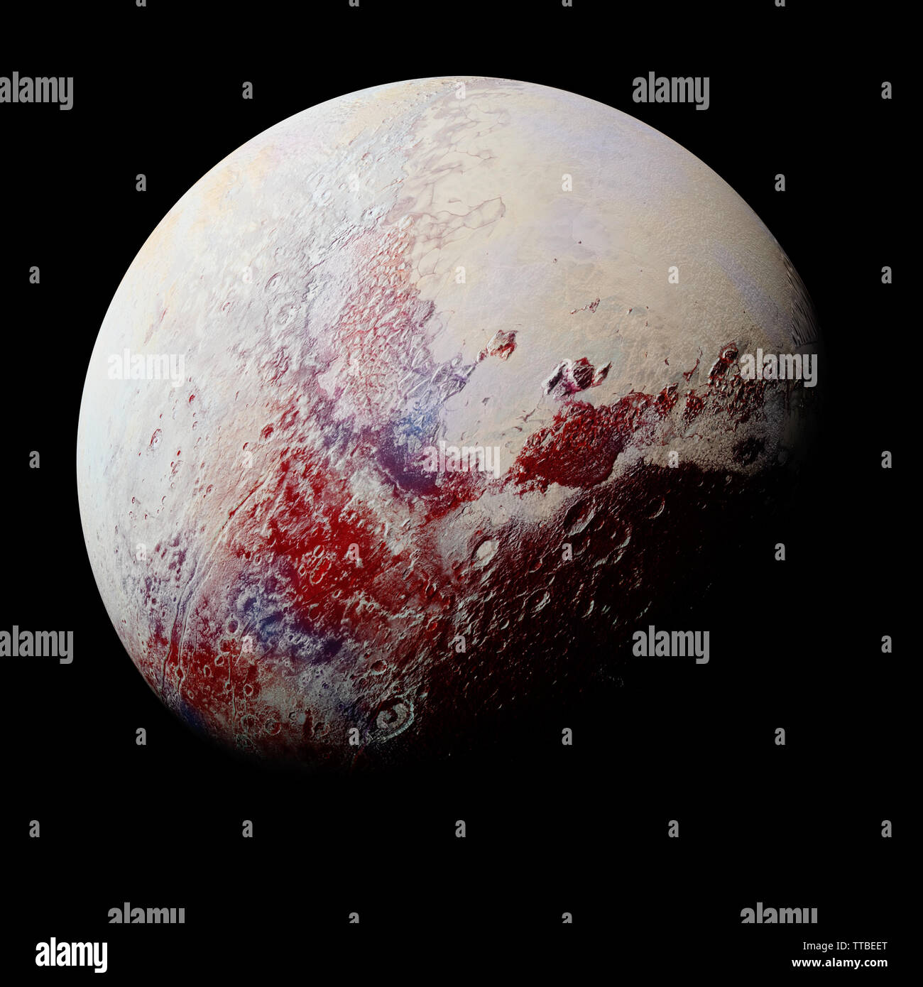dwarf planet Pluto isolated on black background, part of the solar ...