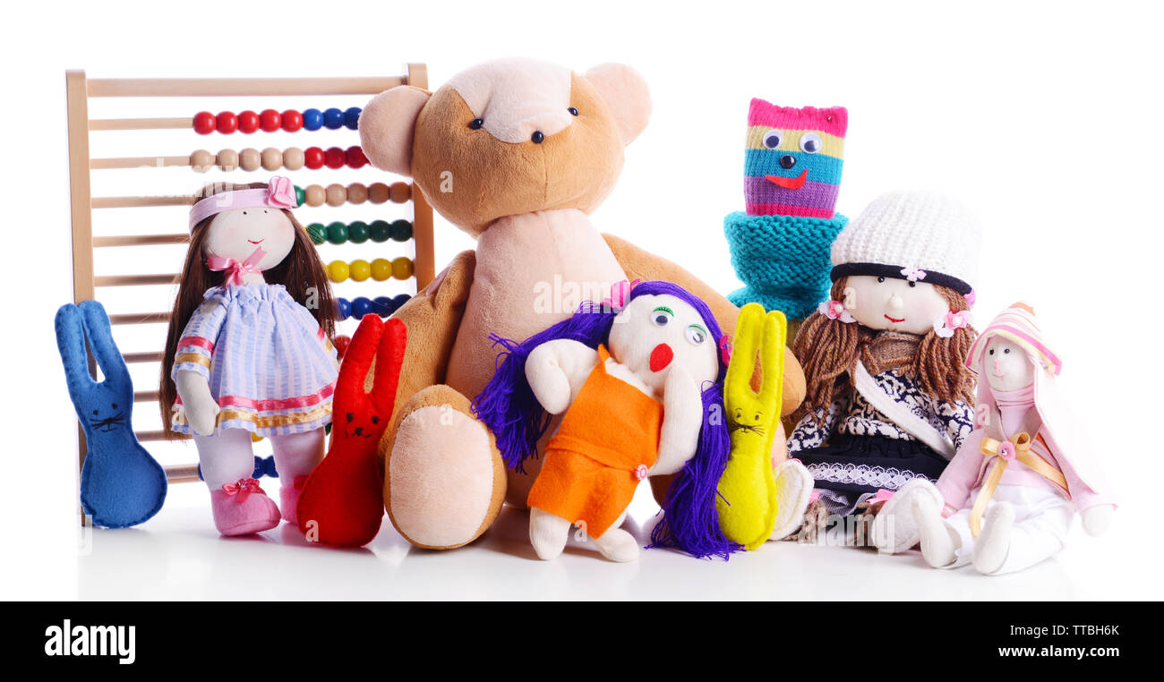 Pile of toys isolated on white Stock Photo - Alamy