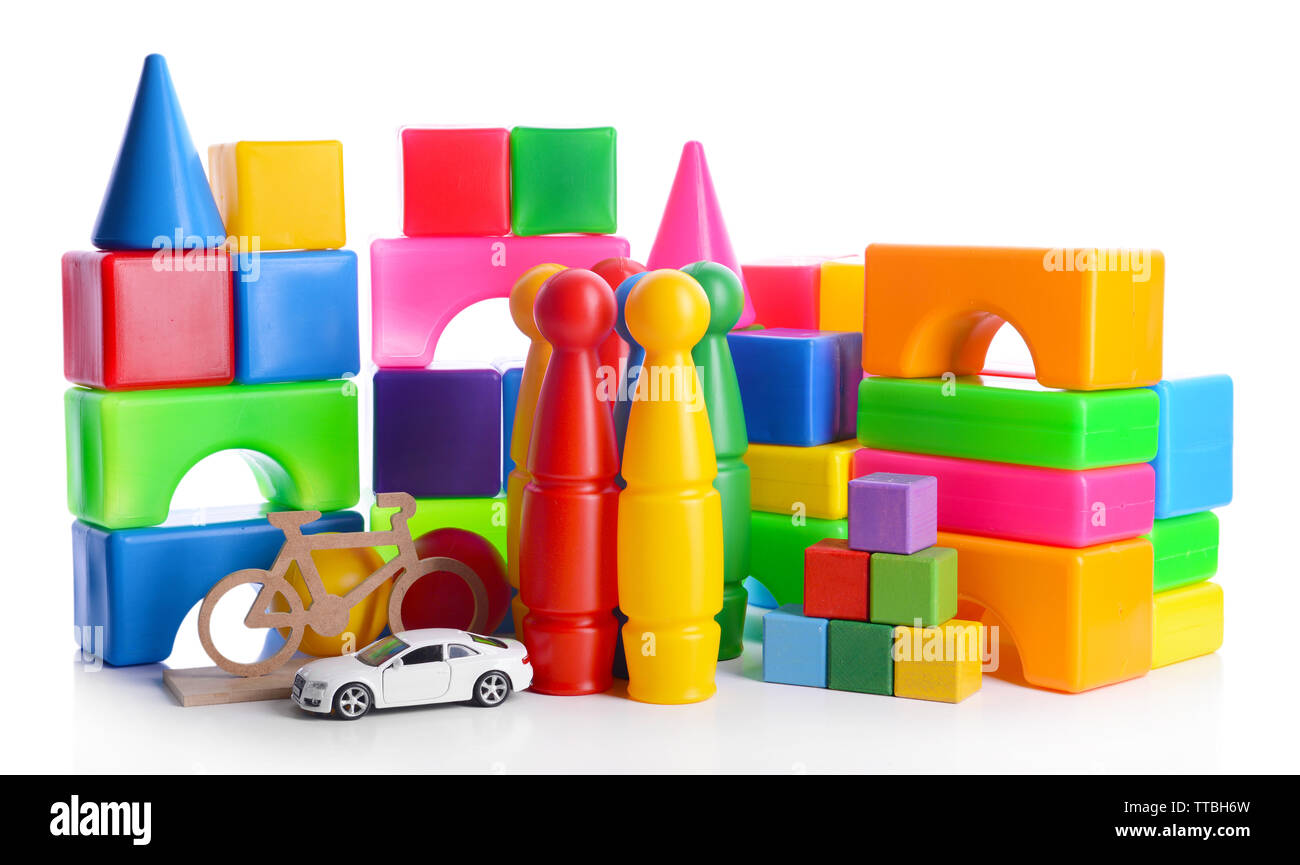Pile of toys isolated on white Stock Photo - Alamy