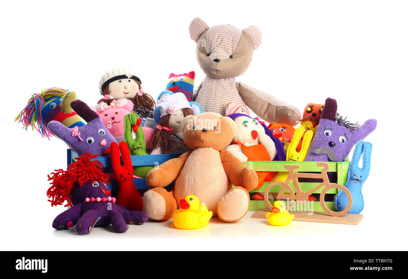 Pile of toys isolated on white Stock Photo - Alamy