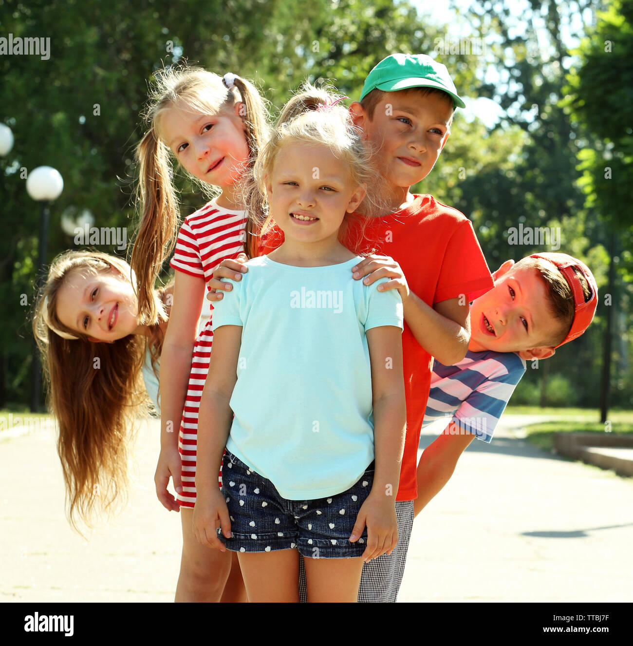 Happy active children in park Stock Photo - Alamy