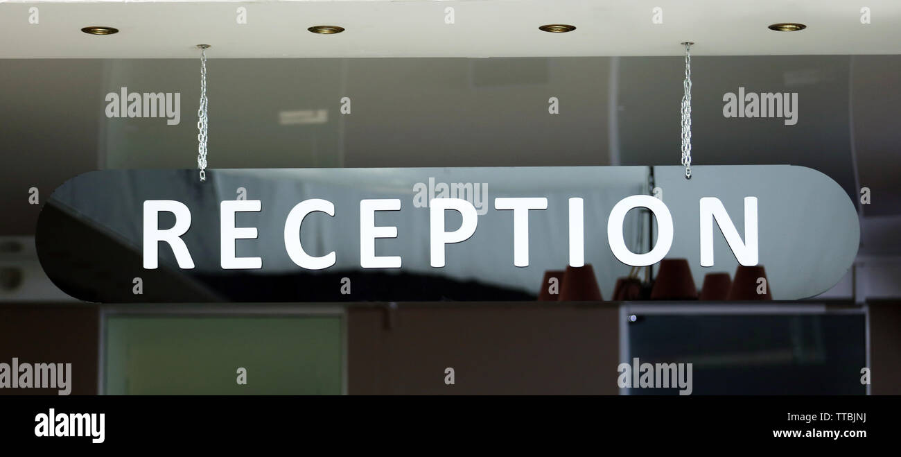 Sign of reception indoor Stock Photo - Alamy
