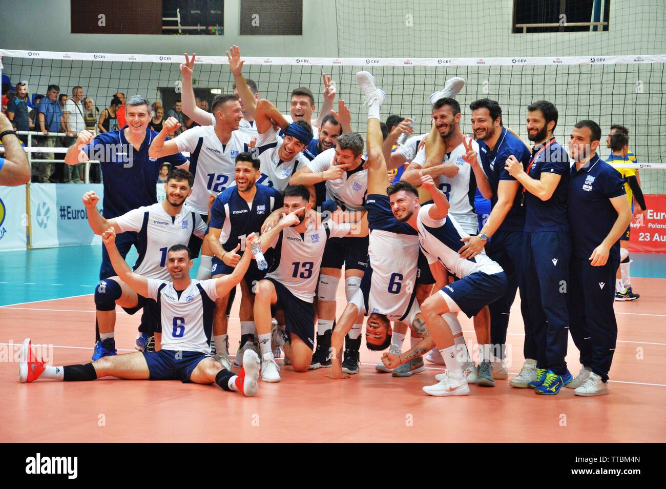 The men of the volleyball Greece team are rejjoicing to win Stock Photo ...
