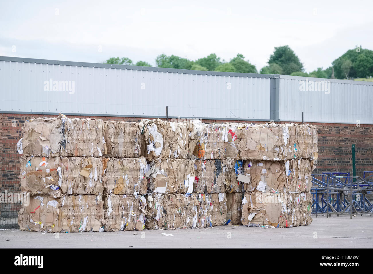 Paper pulp compressed blocks at recycle plant centre in China Stock ...