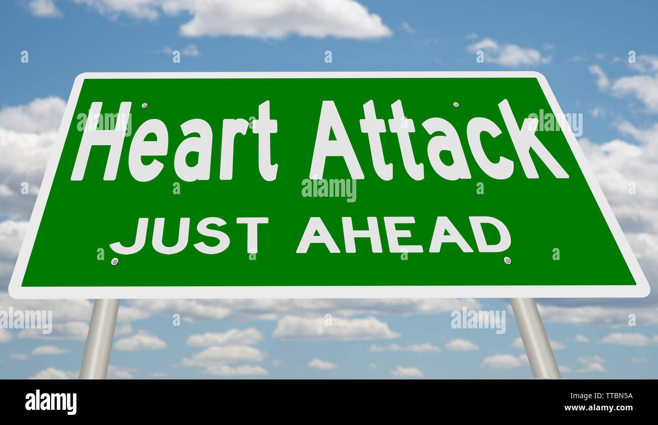 Rendering of a green highway sign for Heart Attack Stock Photo - Alamy