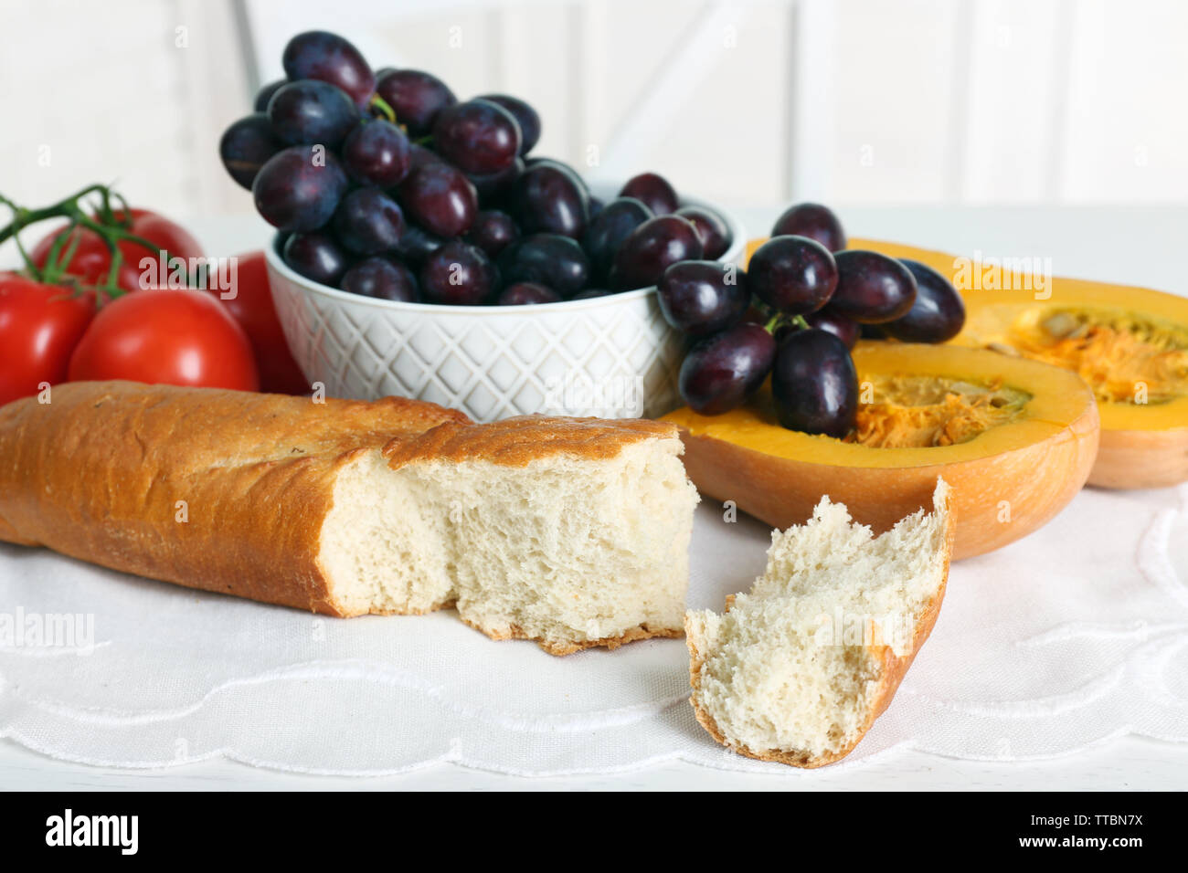 Set of products on light background Stock Photo - Alamy