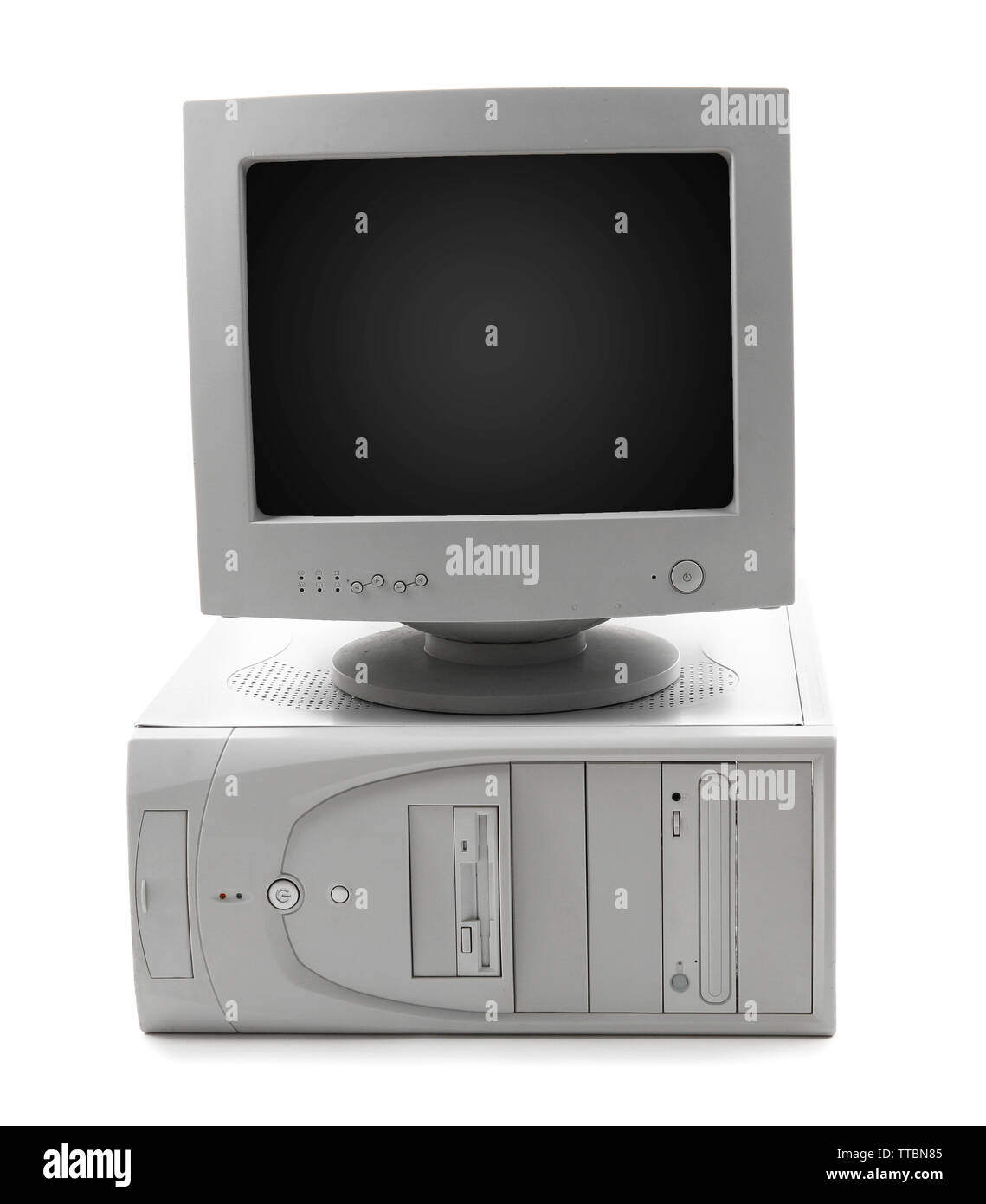 Obsolete computer set isolated on white Stock Photo - Alamy