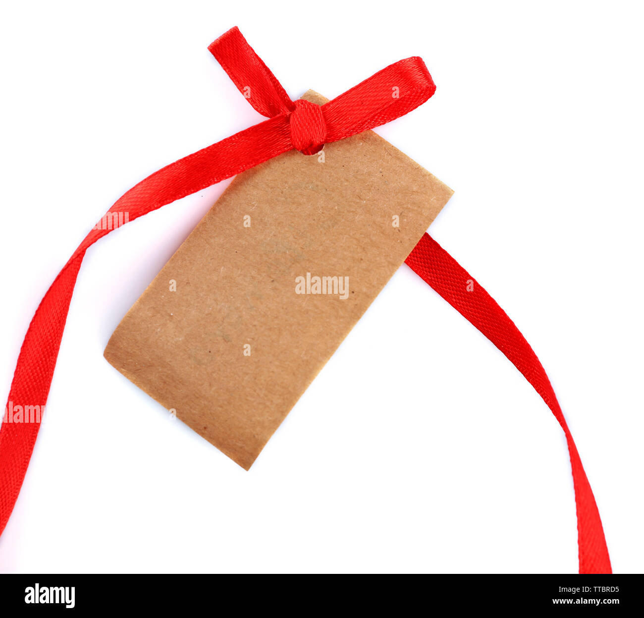 Blank gift tag with bow isolated on white Stock Photo - Alamy