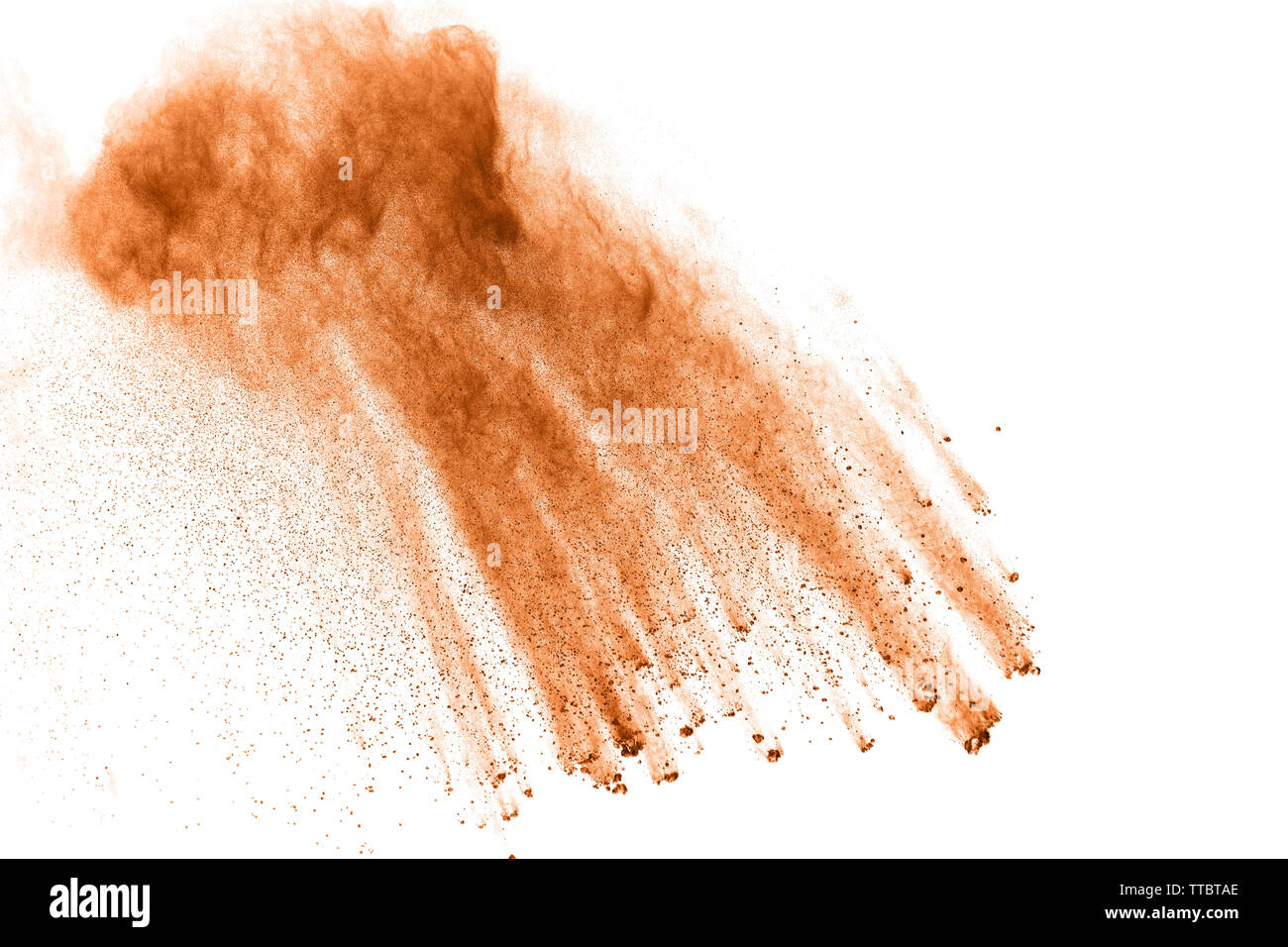 Brown dust cloud.Brown particles splattered on white background Stock ...