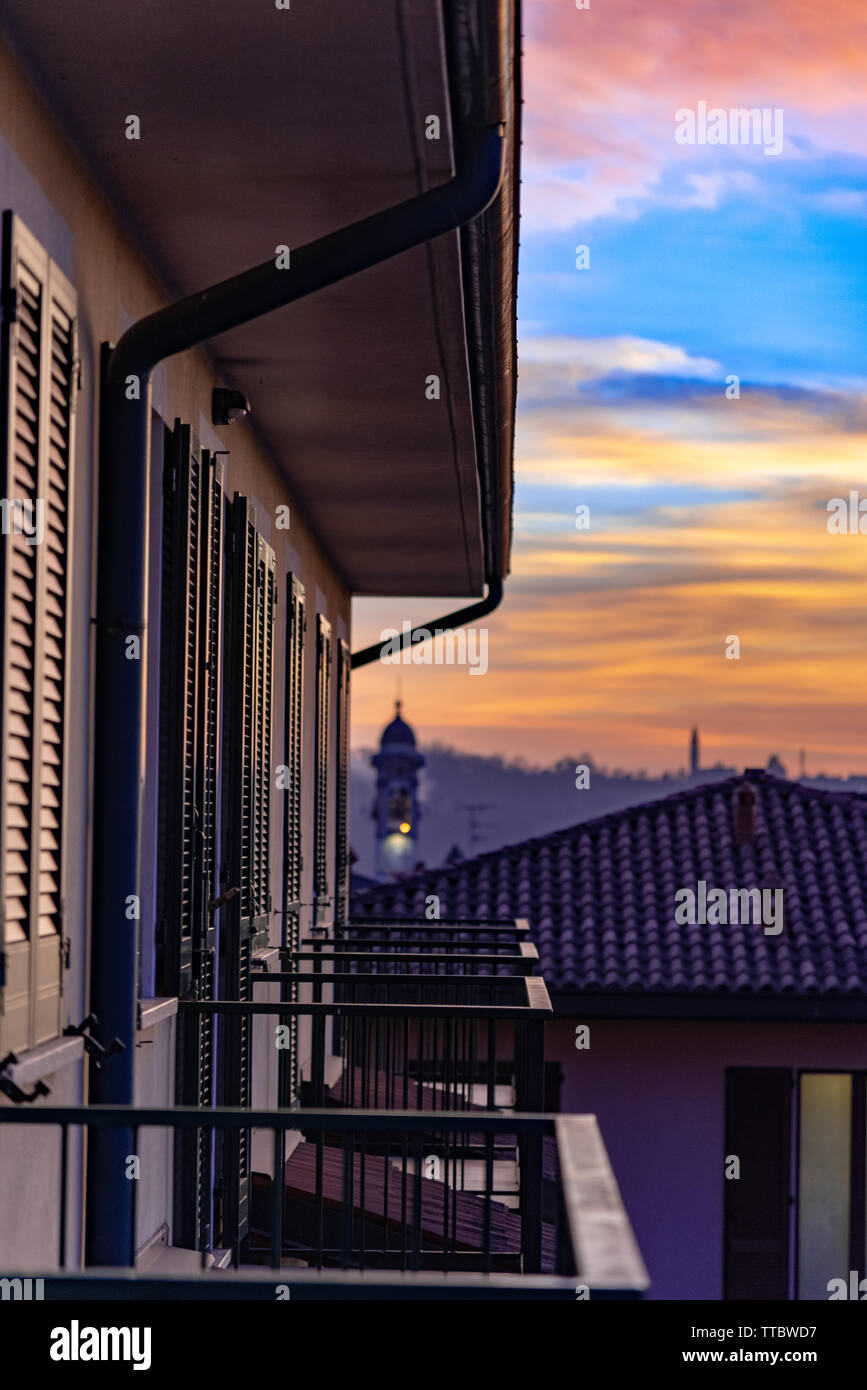 Sunset from the balcony Stock Photo - Alamy