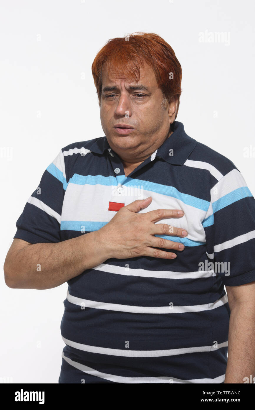 Man suffering from chest pain Stock Photo - Alamy
