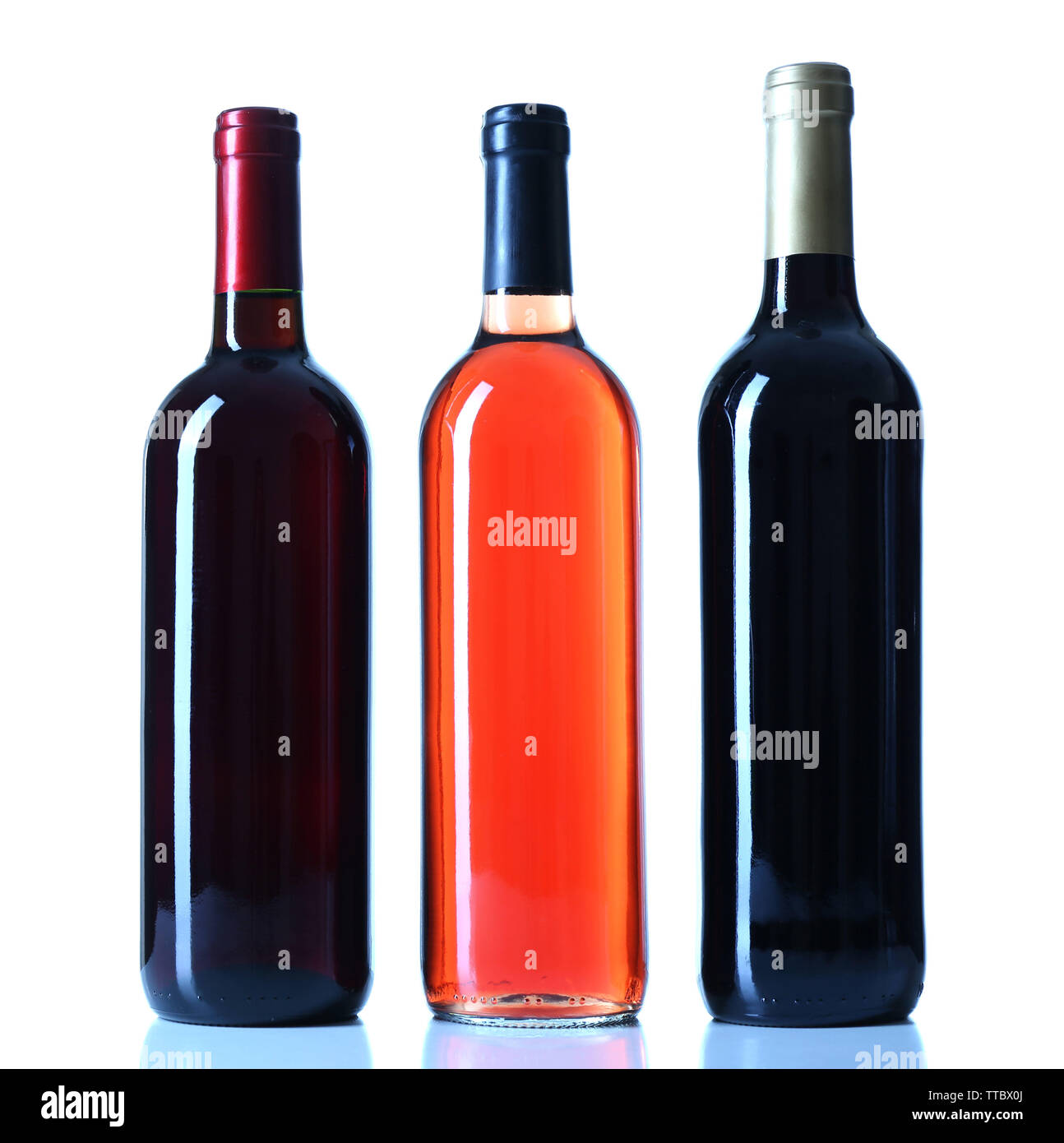 set of different wine bottles isolated on white background Stock Photo ...