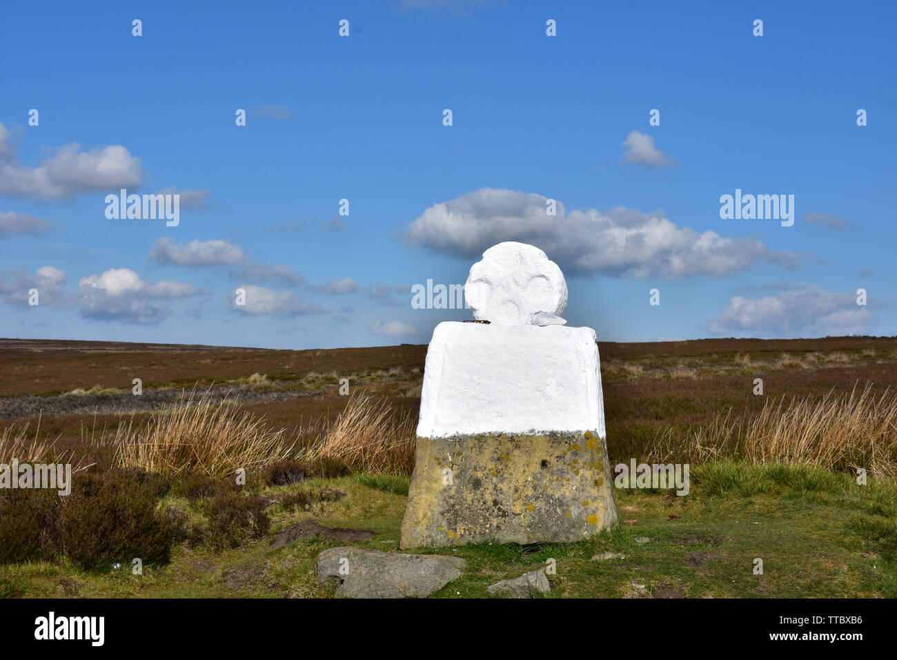 Large white cross stone waymarker in North Yorkshire in Northern ...
