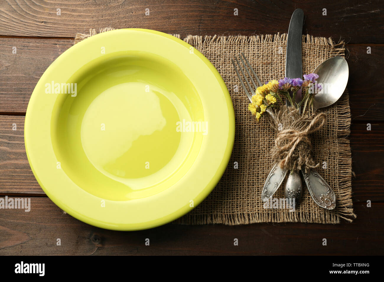 Summer table setting in rustic style Stock Photo - Alamy