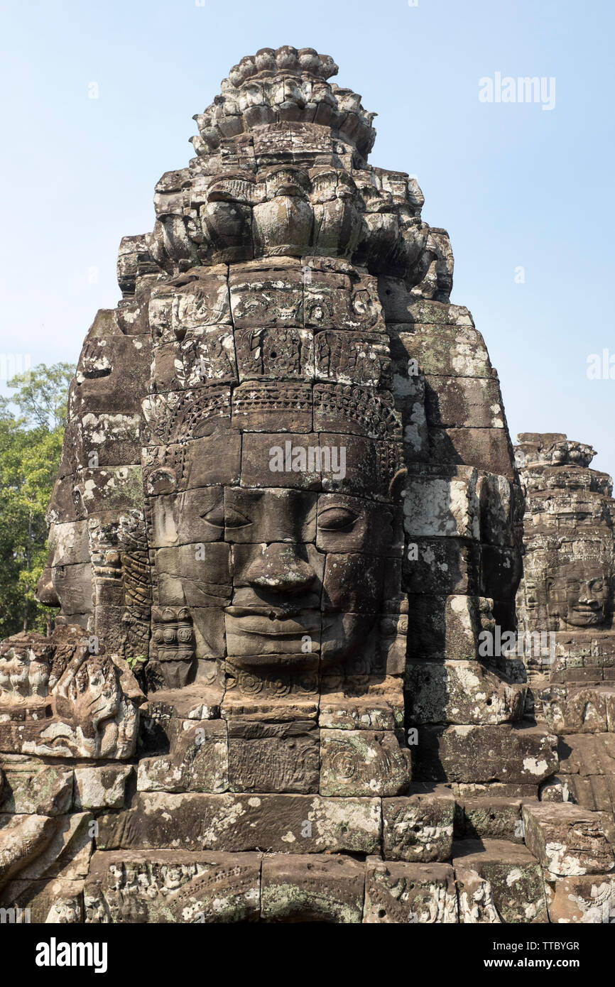 Giant Stone Faces at Bayon Temple Angkor Cambodia Stock Photo - Alamy