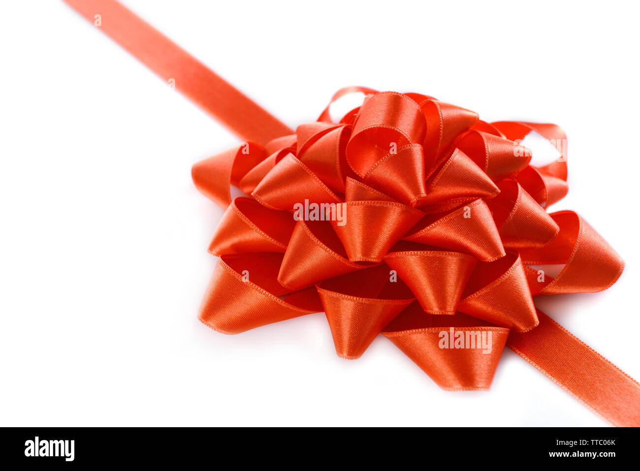 Red bow with diagonal ribbon isolated on white background Stock Photo ...