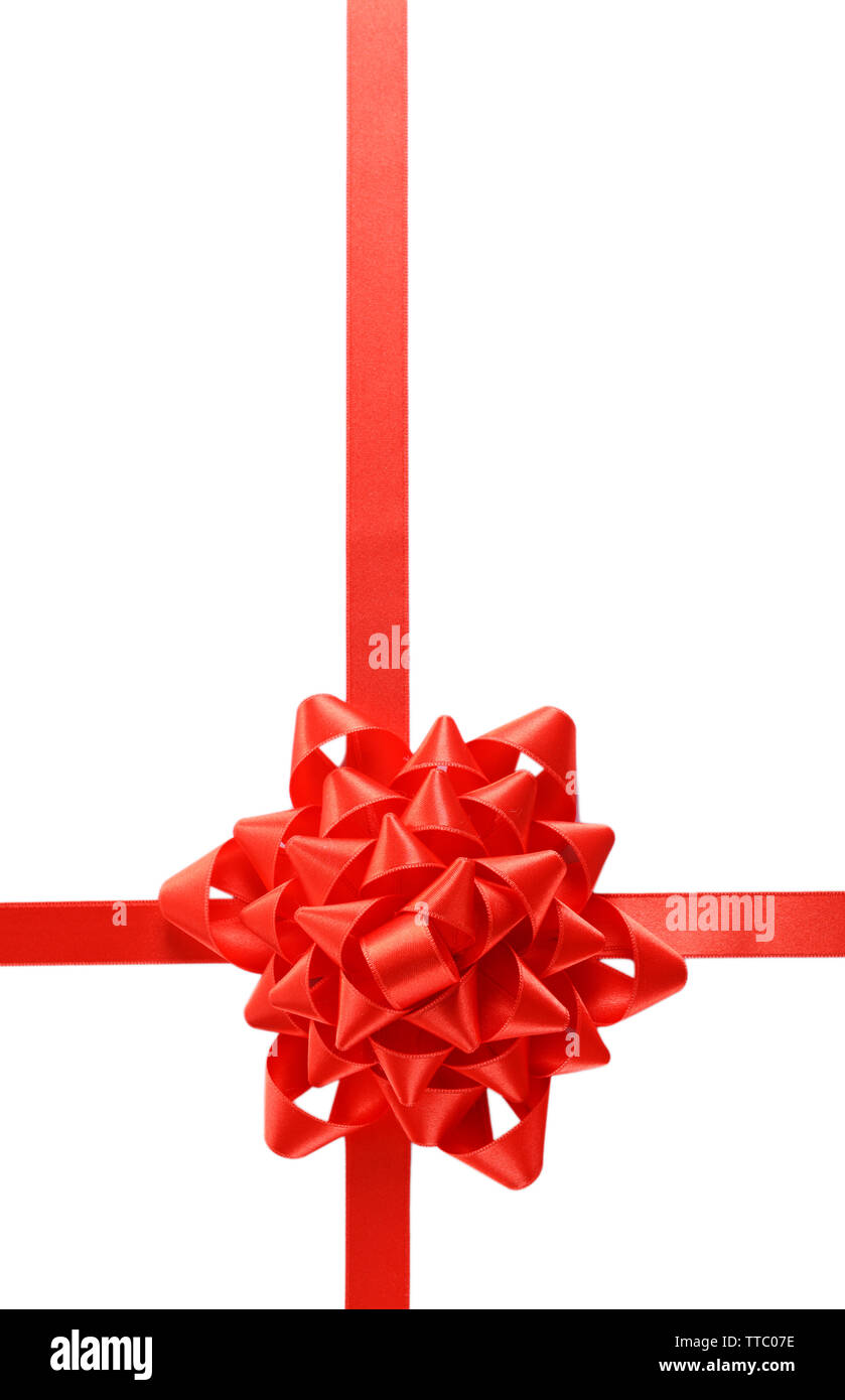 Red bow with crossed ribbon isolated on white background Stock Photo ...