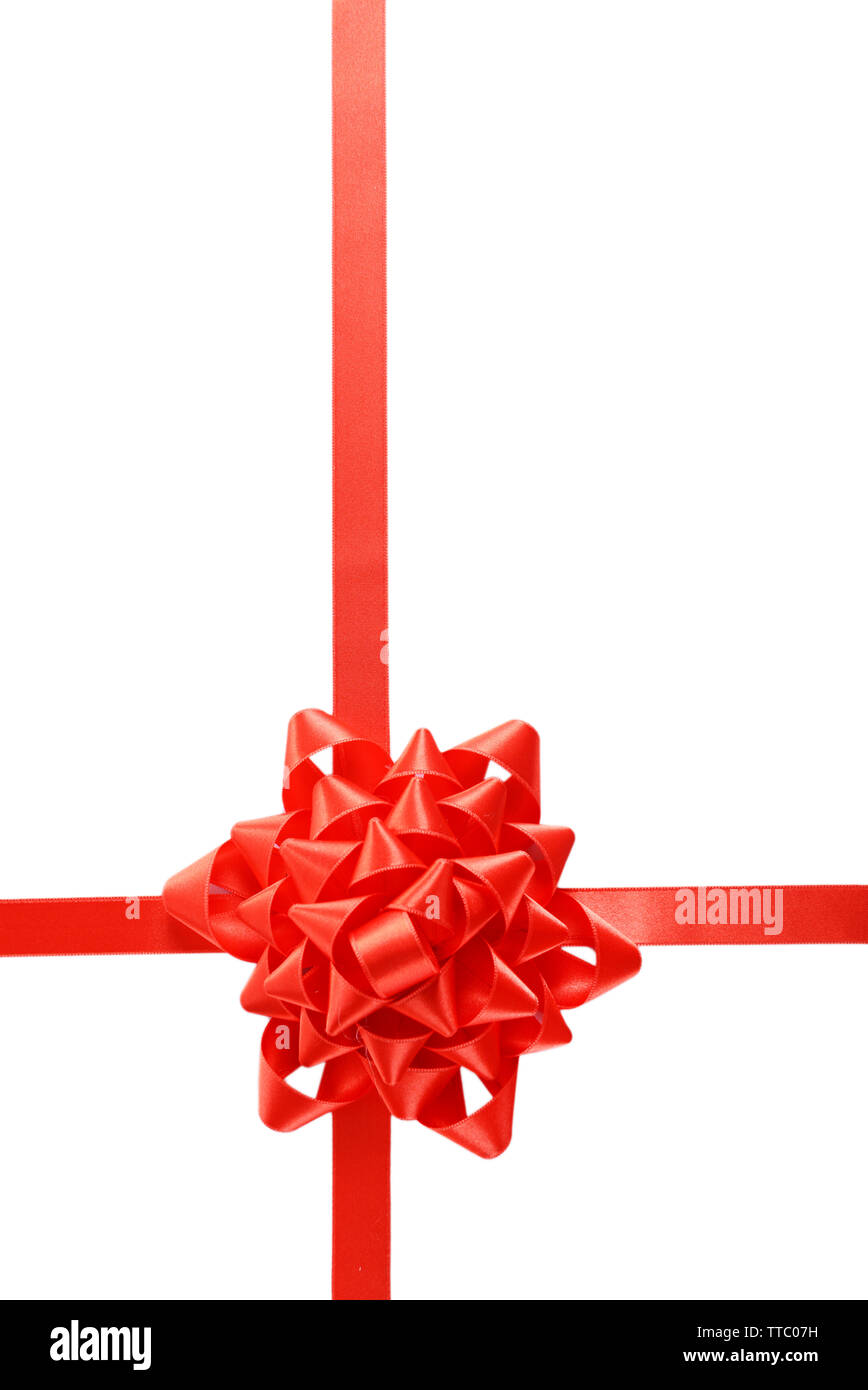 Red bow with crossed ribbon isolated on white background Stock Photo ...
